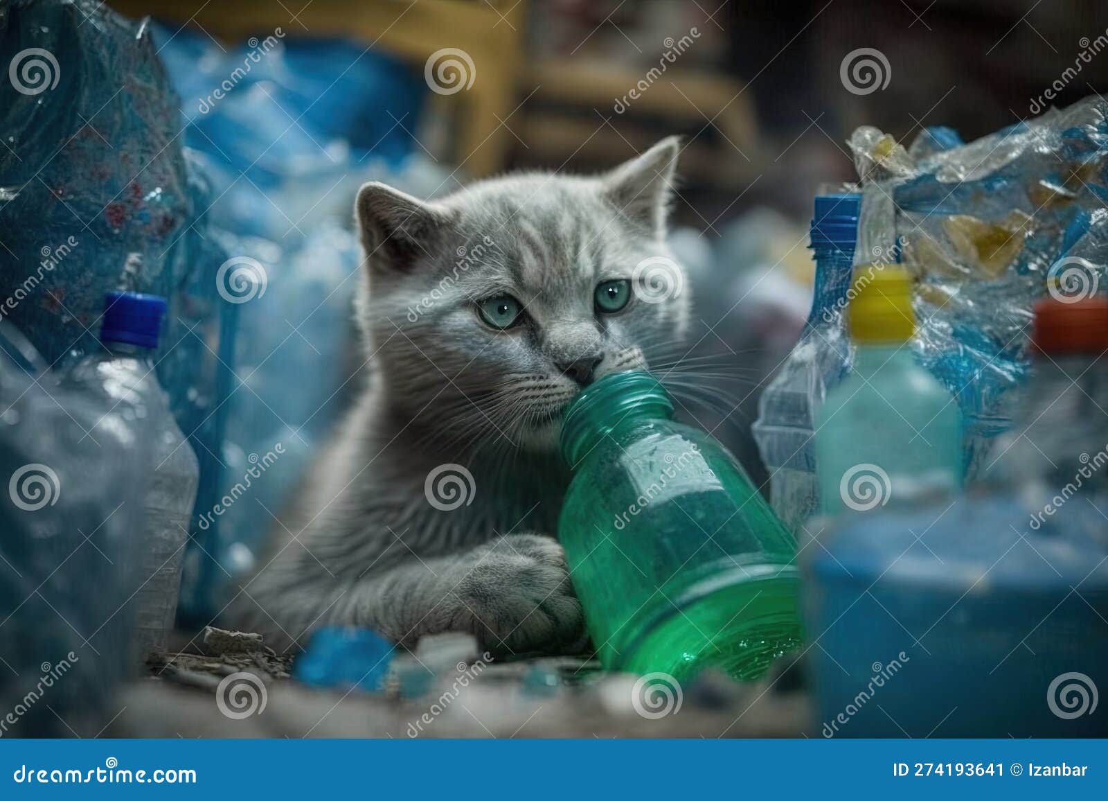 Cat Recycling Plastic Illustration Generative Ai Stock Illustration ...