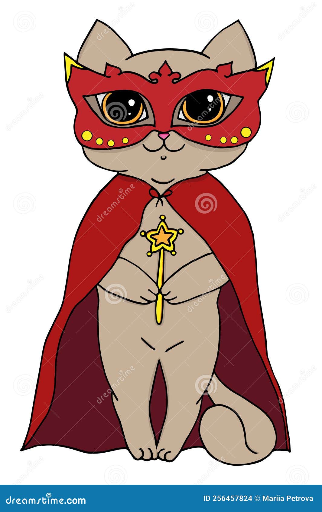 Cat in Red Carnival Costume and Mask Stock Vector - Illustration of ...