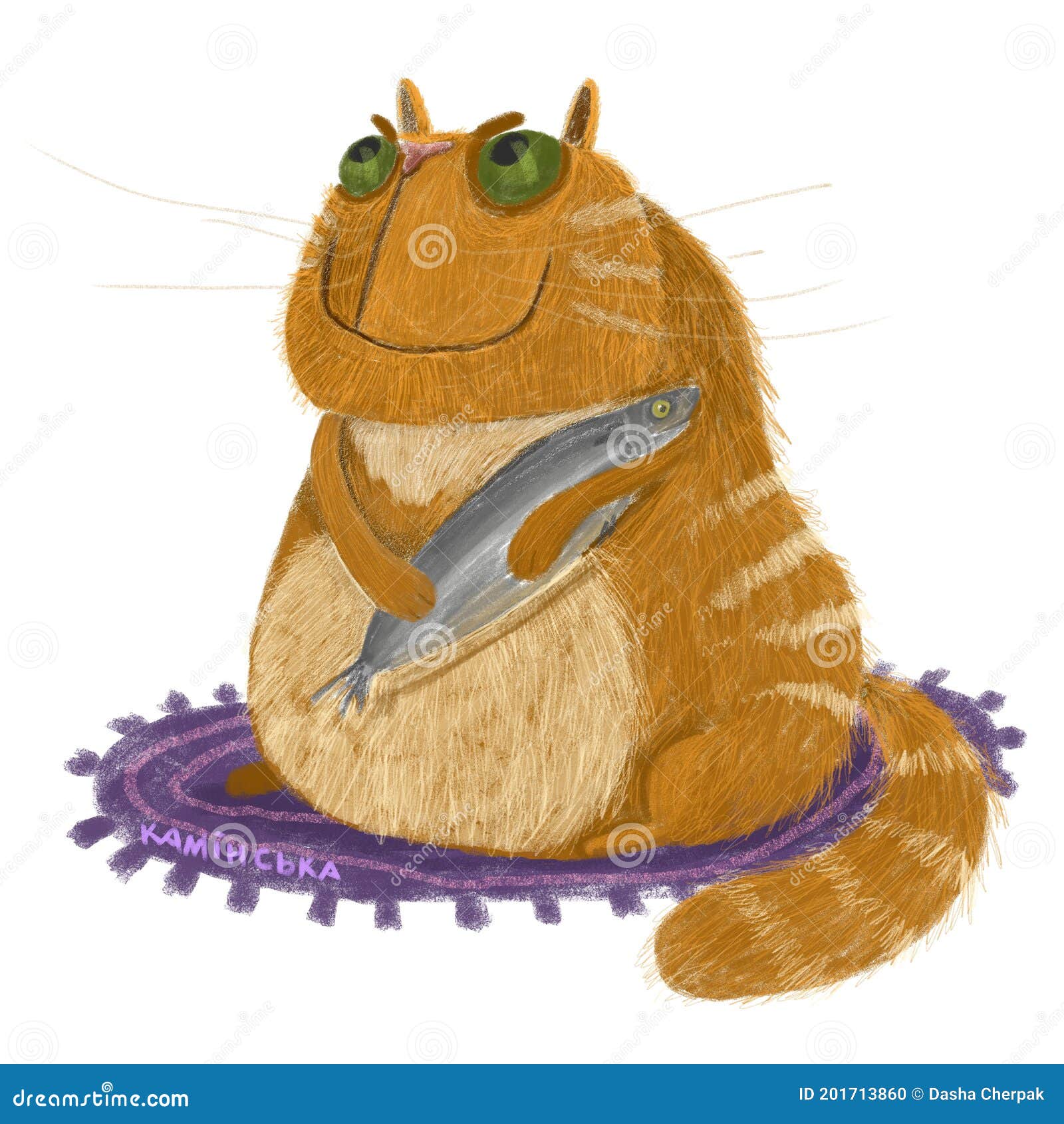 Cat Red Cartoon Caharacter Art Sketch Illustration Stock Illustration ...