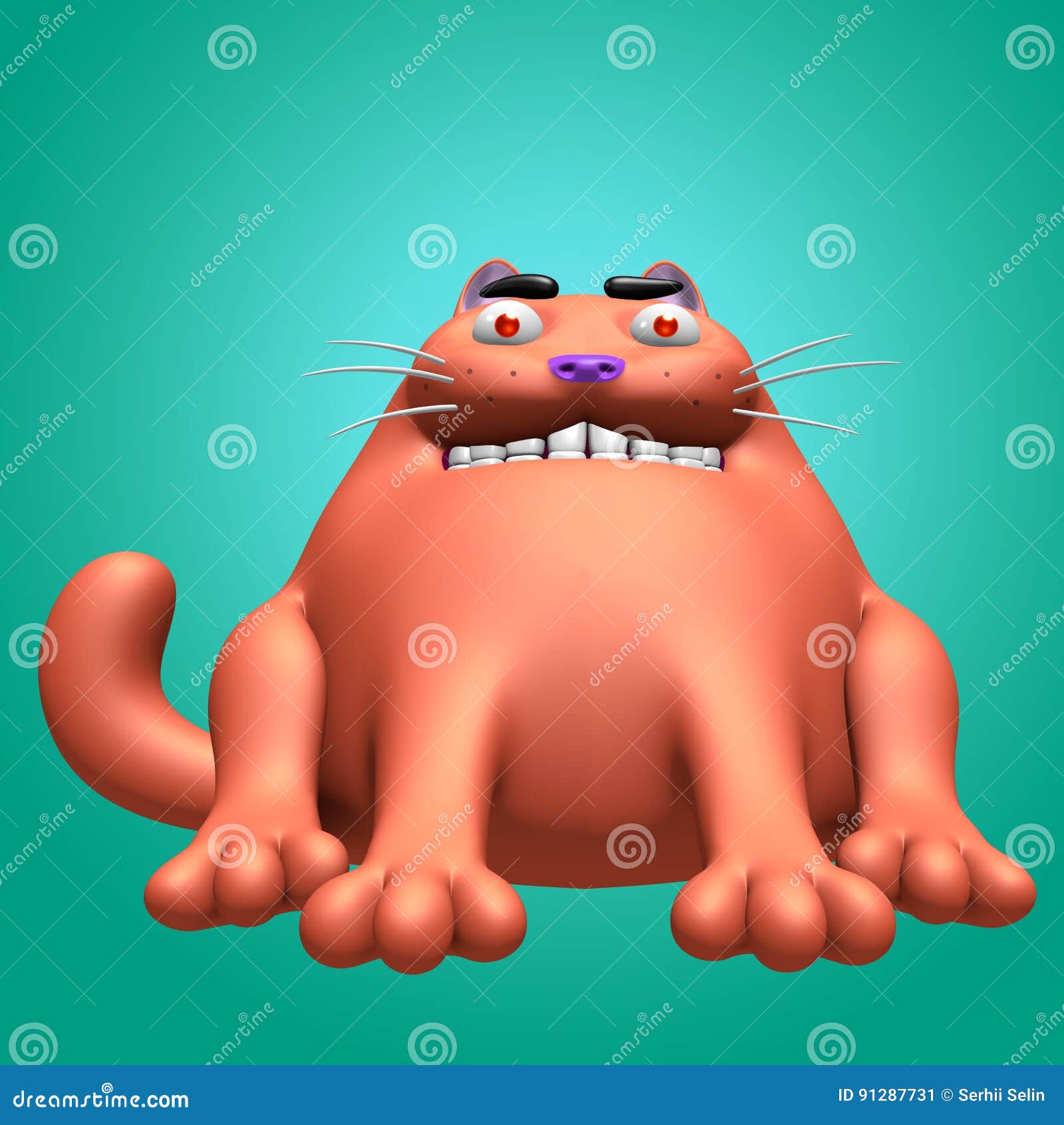 Cat Red Devil 3D Illustration Stock Illustration - Illustration of ...