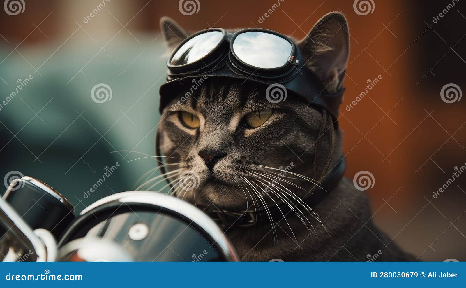 A Cat Riding a Motorcycle , Ai, Ai Generative, Illustration Stock ...