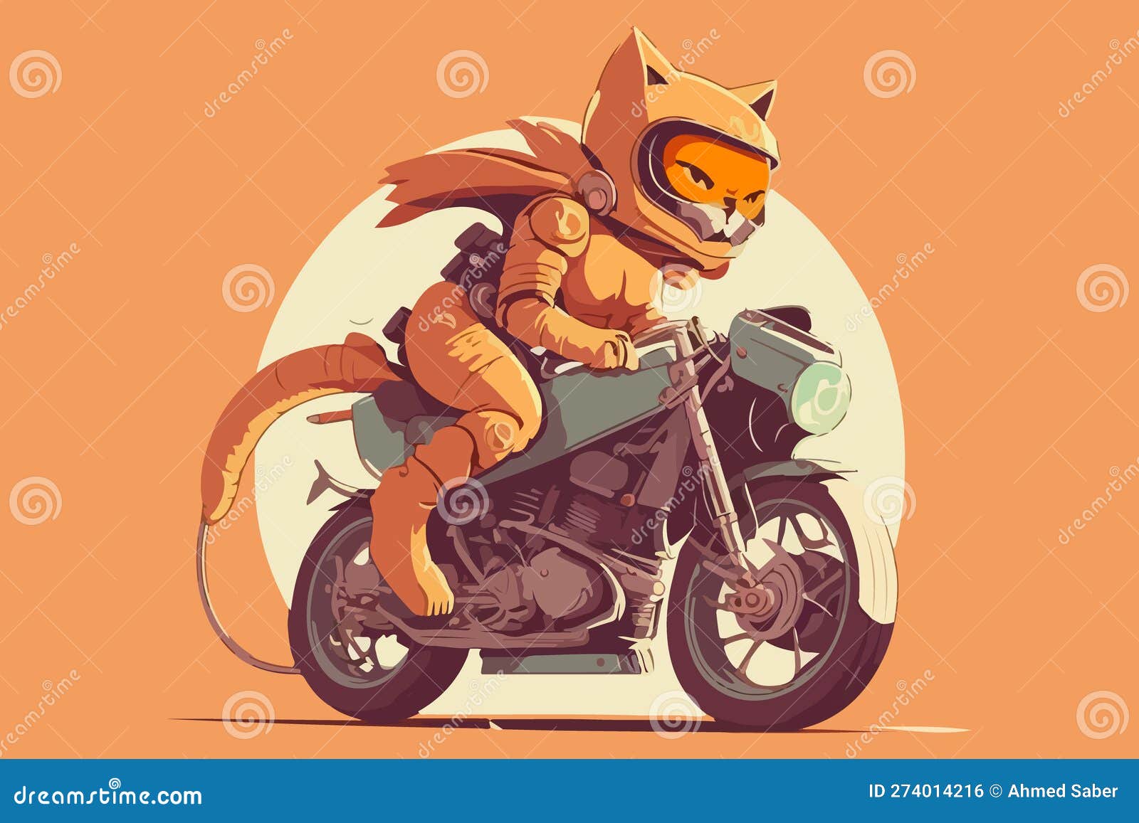 Cat Riding a Motorcycle Vector Illustration Stock Vector - Illustration ...