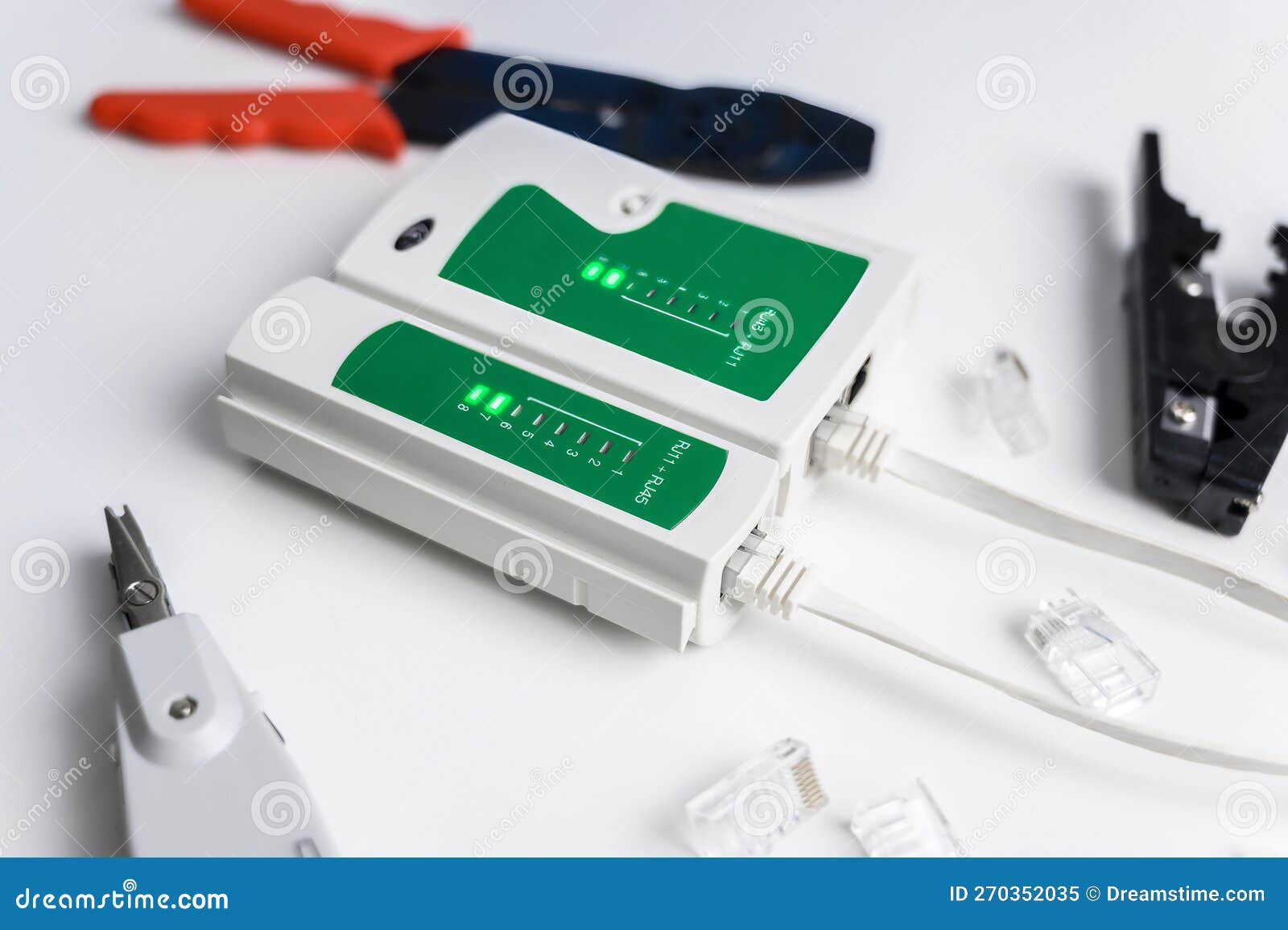 Cat6 RJ45 Cable Network Tester. Twisted Pair Test Tool on the Desktop ...
