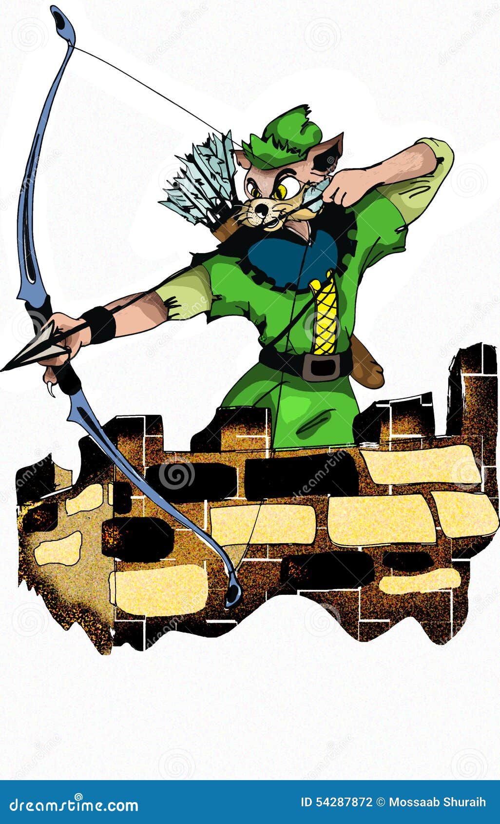 Cat Robin Hood illustration stock. Illustration du loup - 54287872