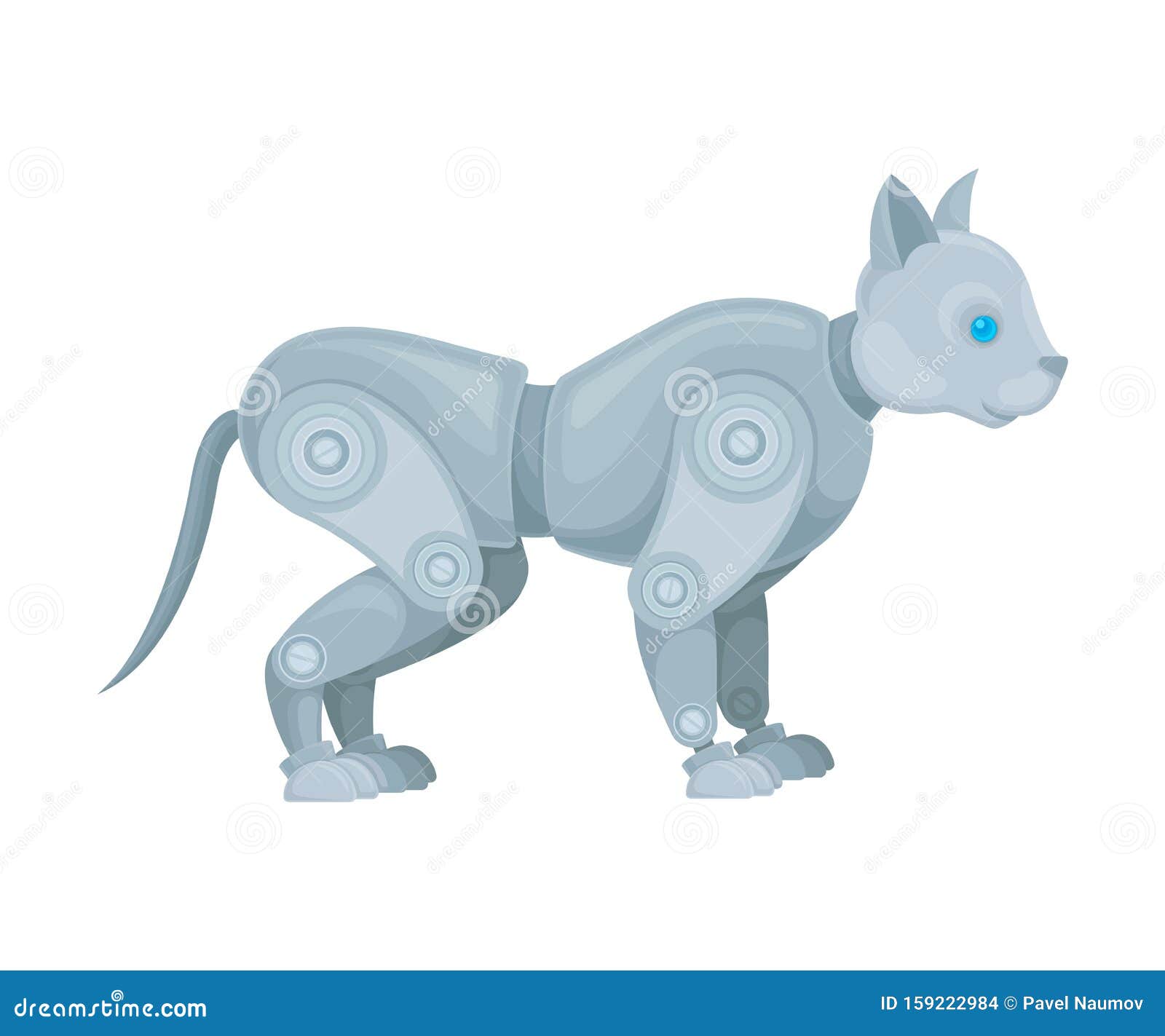 Cat Is A Robot. Side View. Vector Illustration On A White Background ...