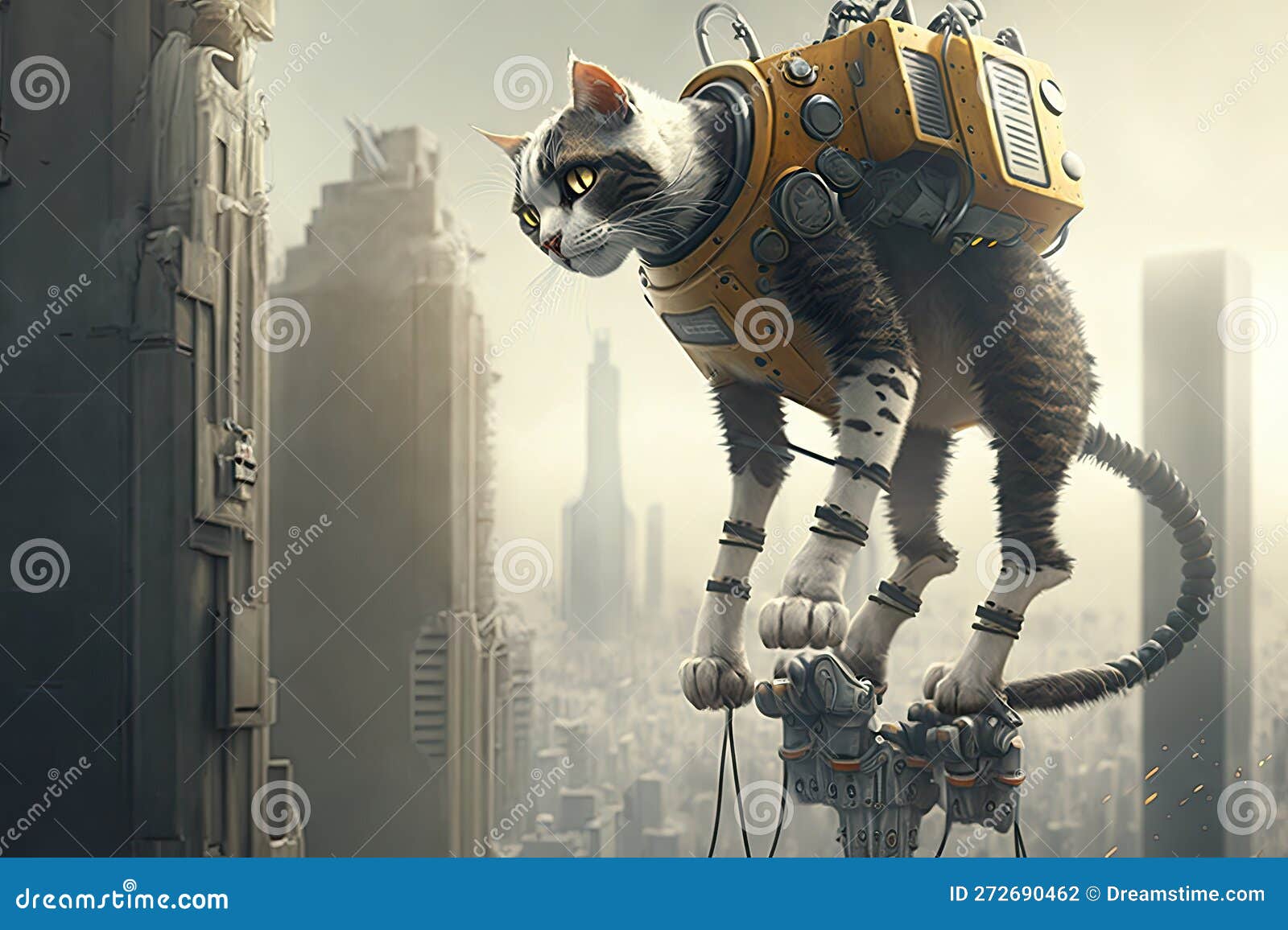 Cat, with Robotic Leg, Using Special Climbing Gear To Scale Tall ...