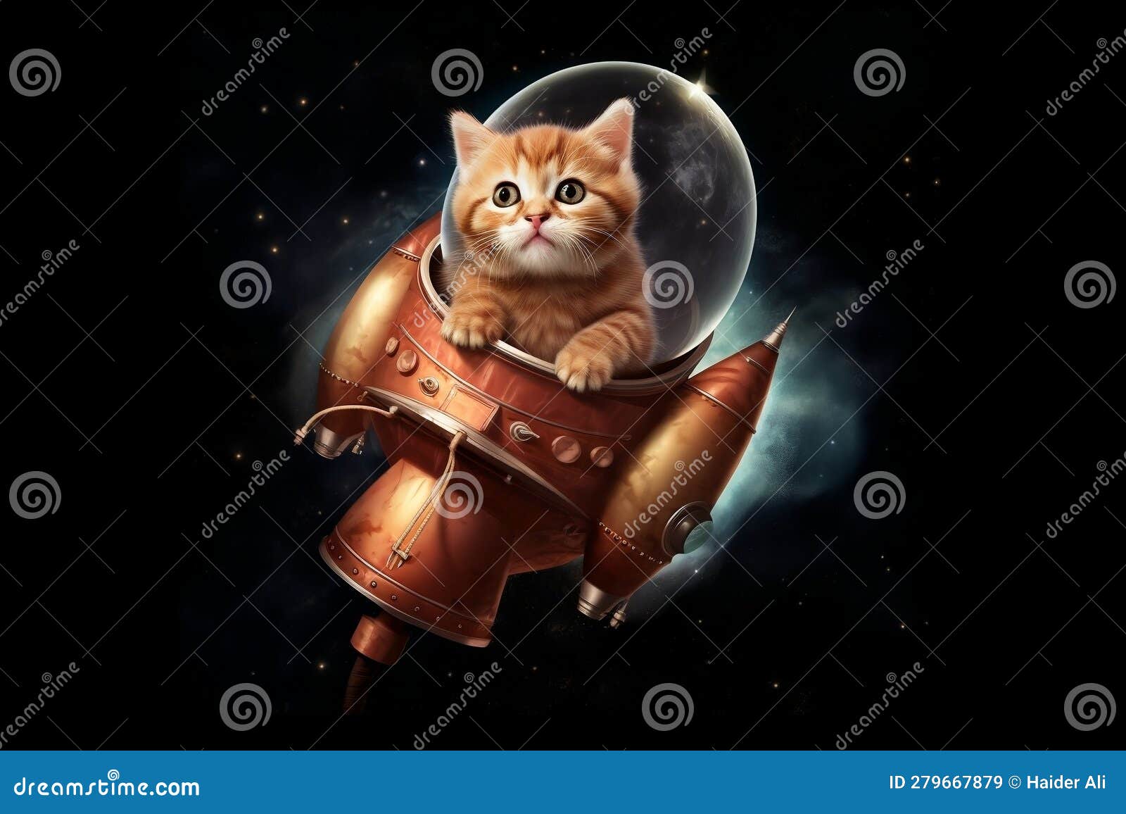 Cat on Rocket Ship Image. Generative AI Stock Illustration ...
