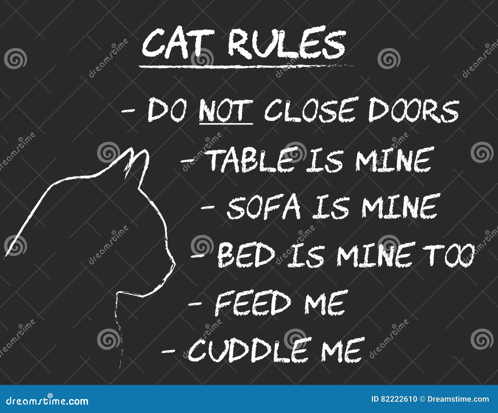 Cat Rules stock vector. Illustration of vector, card - 82222610