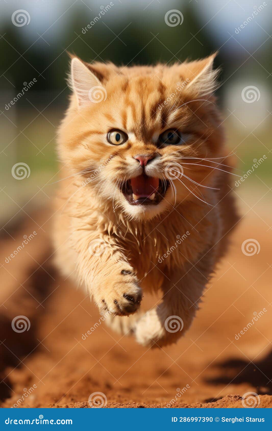 A Cat Running on a Dirt Road. Generative AI Image. Stock Photo - Image ...