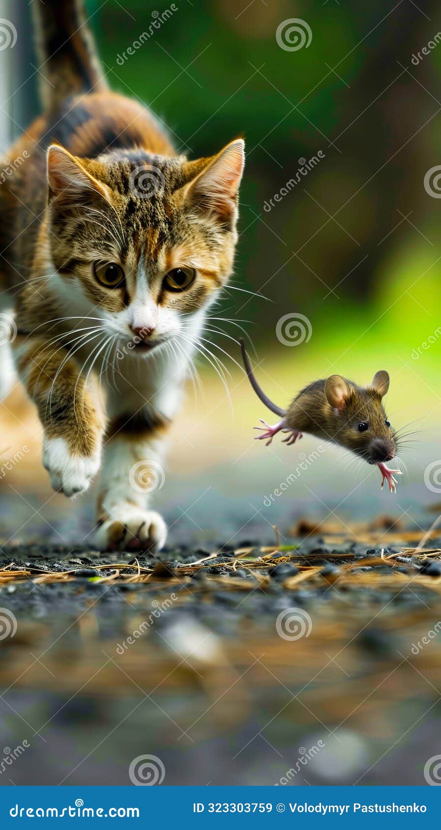 A Cat is Running after a Mouse Stock Image - Image of medium, ground ...
