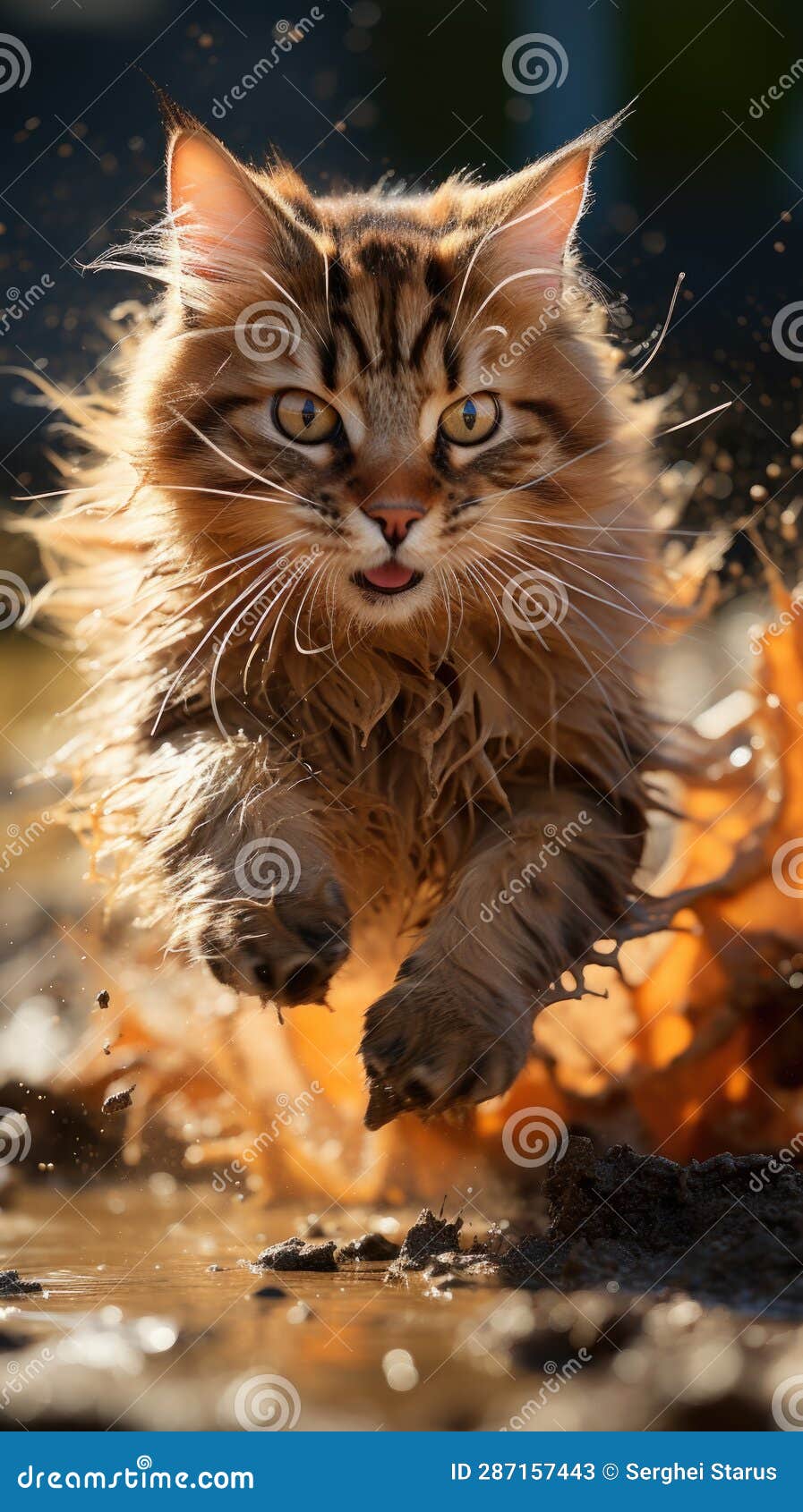 A Cat Running through the Mud. Generative AI Image. Stock Image - Image ...
