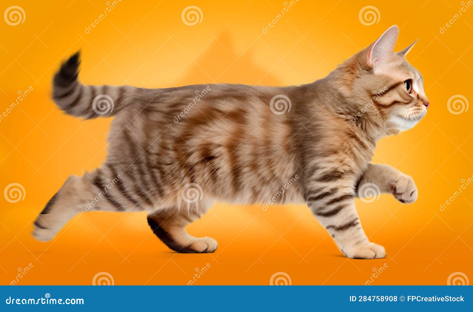 Cat Running and Walking View from the Side, Isolated Background Stock ...