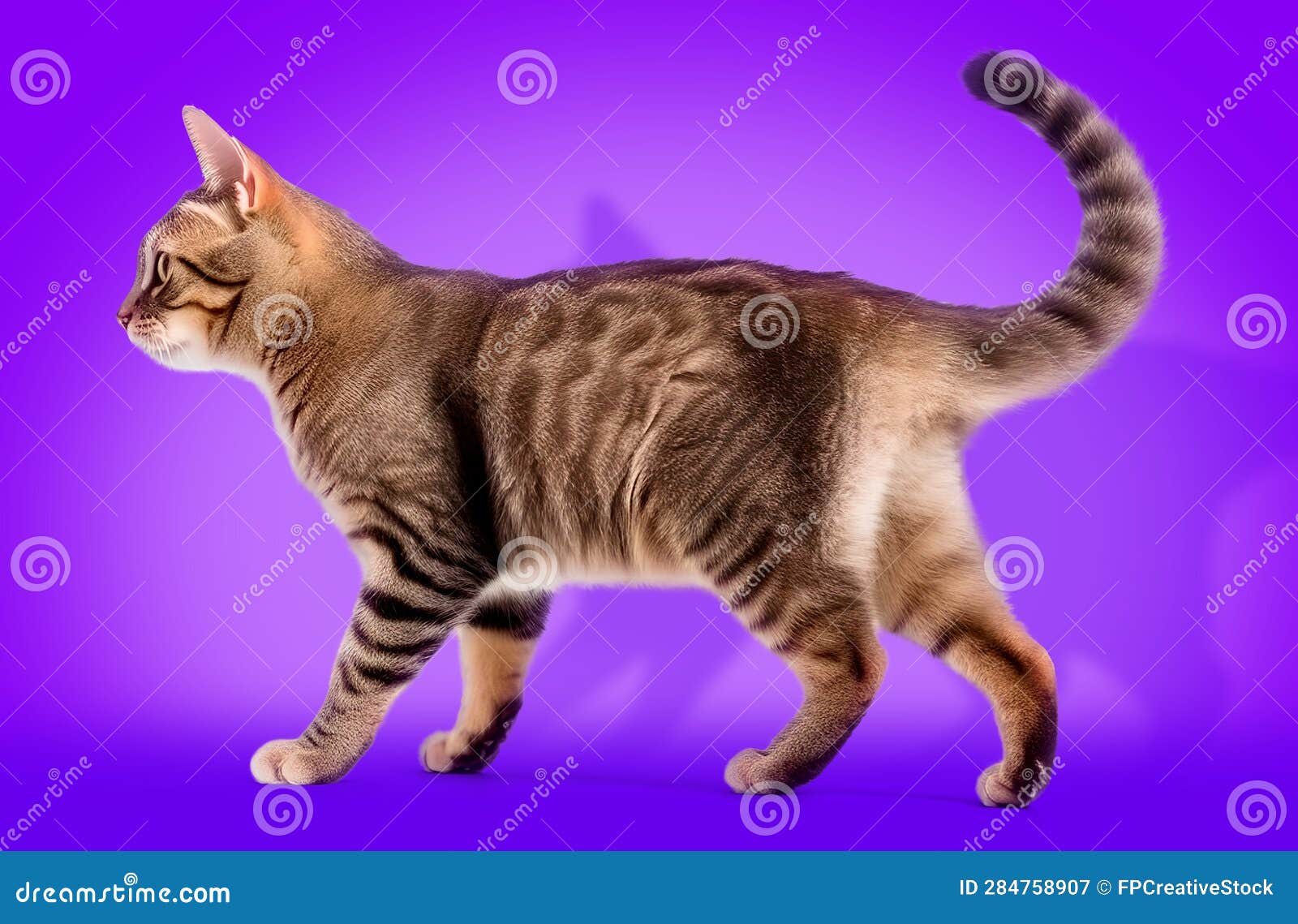 Cat Running and Walking View from the Side, Isolated Background Stock ...