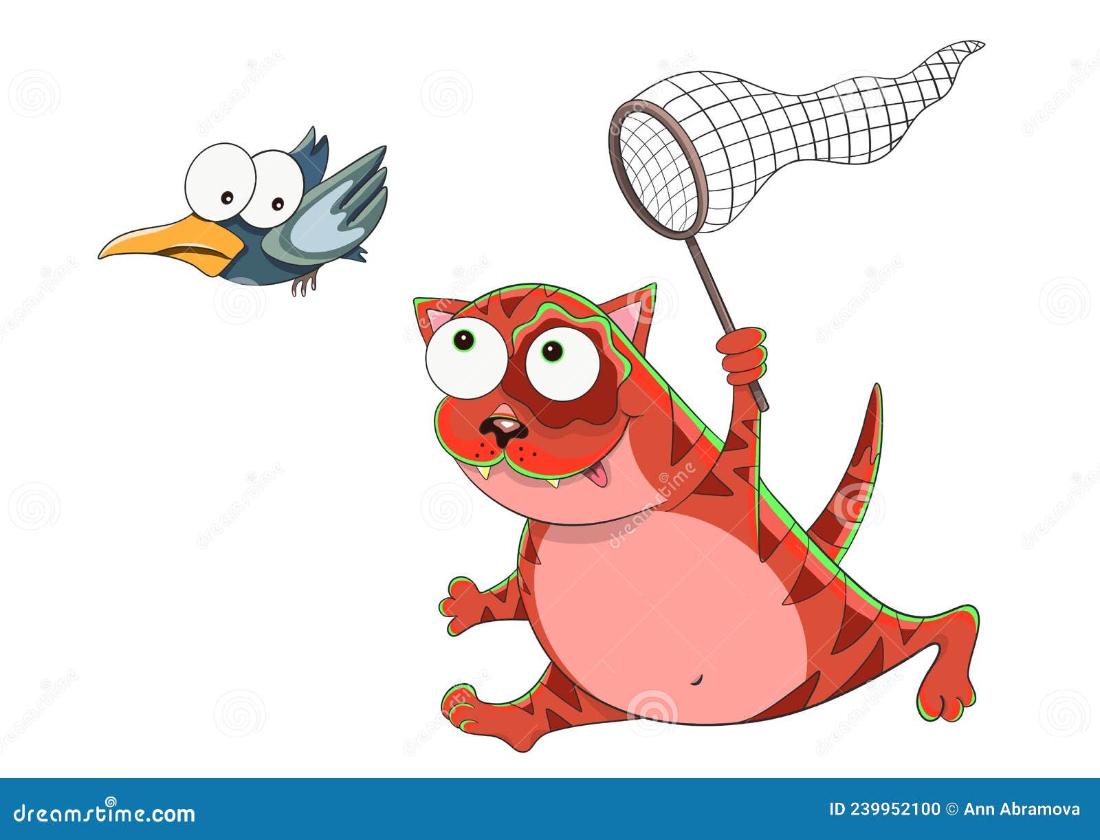 Cat Catches Bird Stock Illustrations – 7 Cat Catches Bird Stock ...