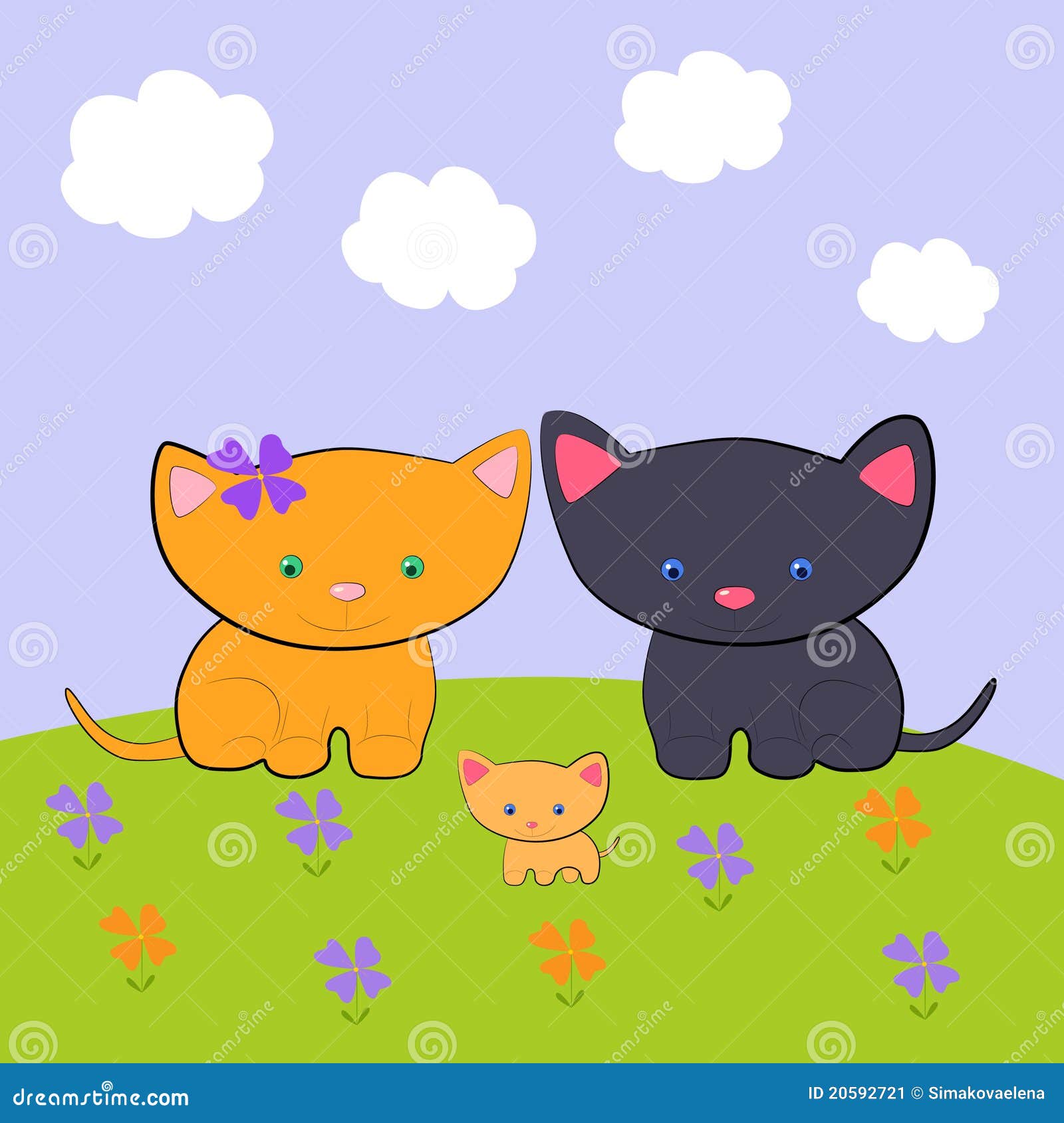 The cat`s family stock vector. Illustration of domestic - 20592721