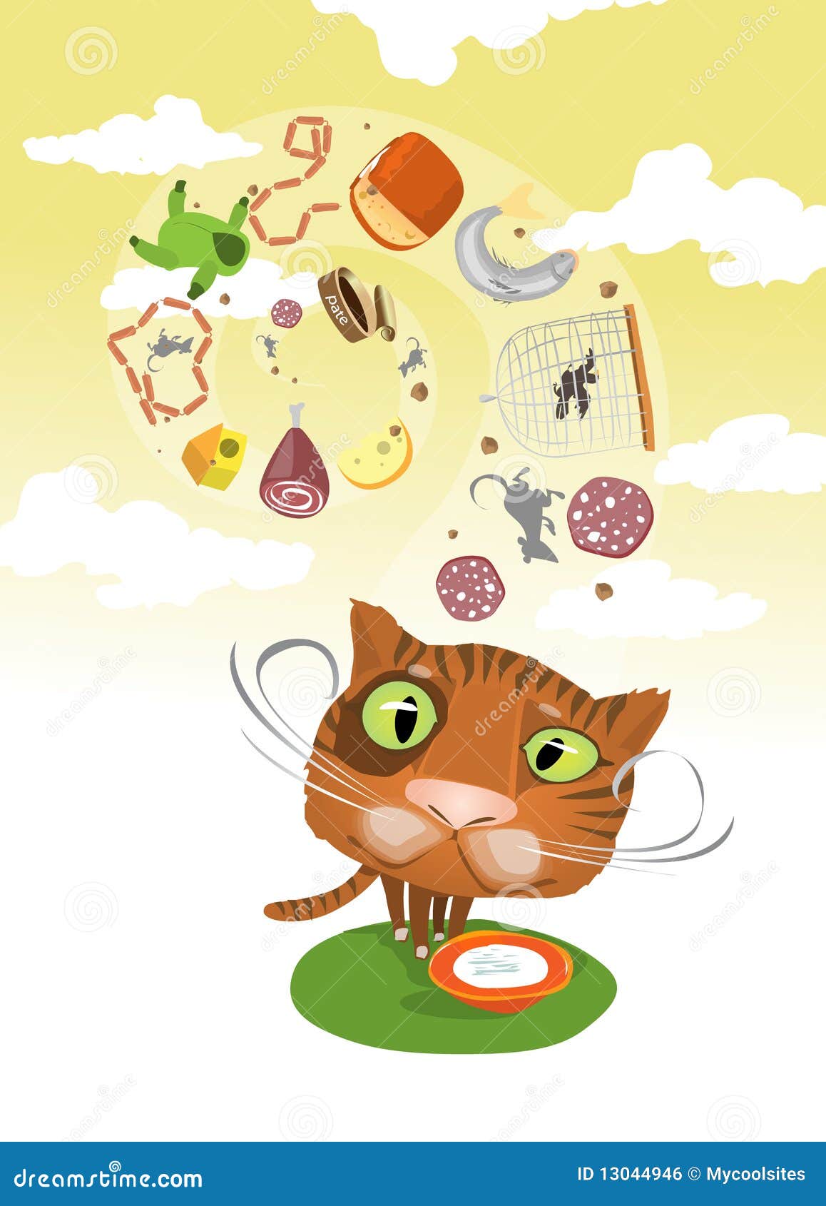 Cat s Imaginations stock illustration. Illustration of funny - 13044946