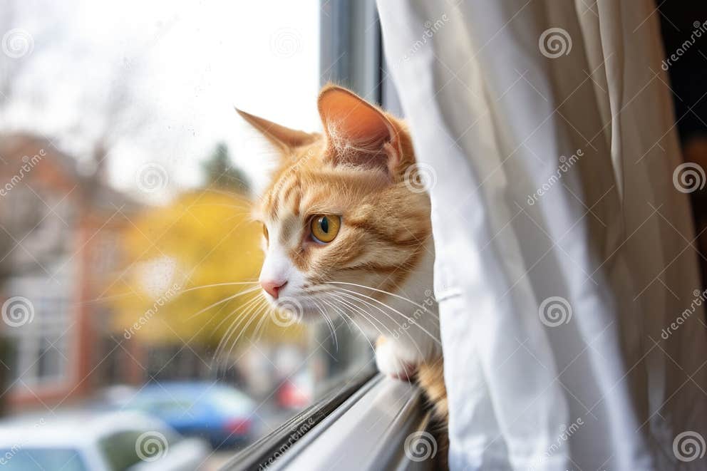 A Cat Safety Window Net Installed Stock Image - Image of window ...