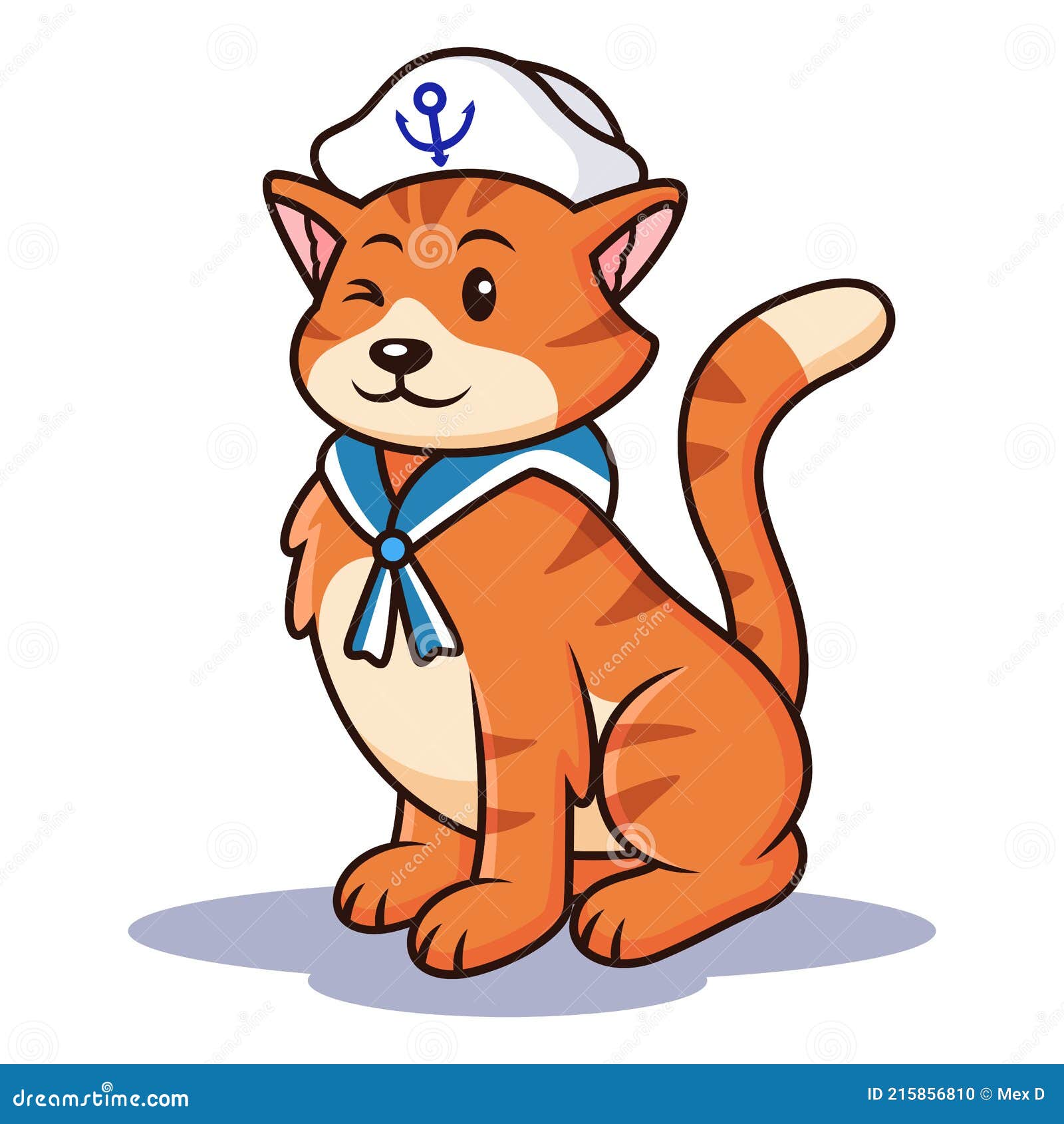 Cat with Sailor Costume. Vector Icon Illustration, Isolated on Premium ...