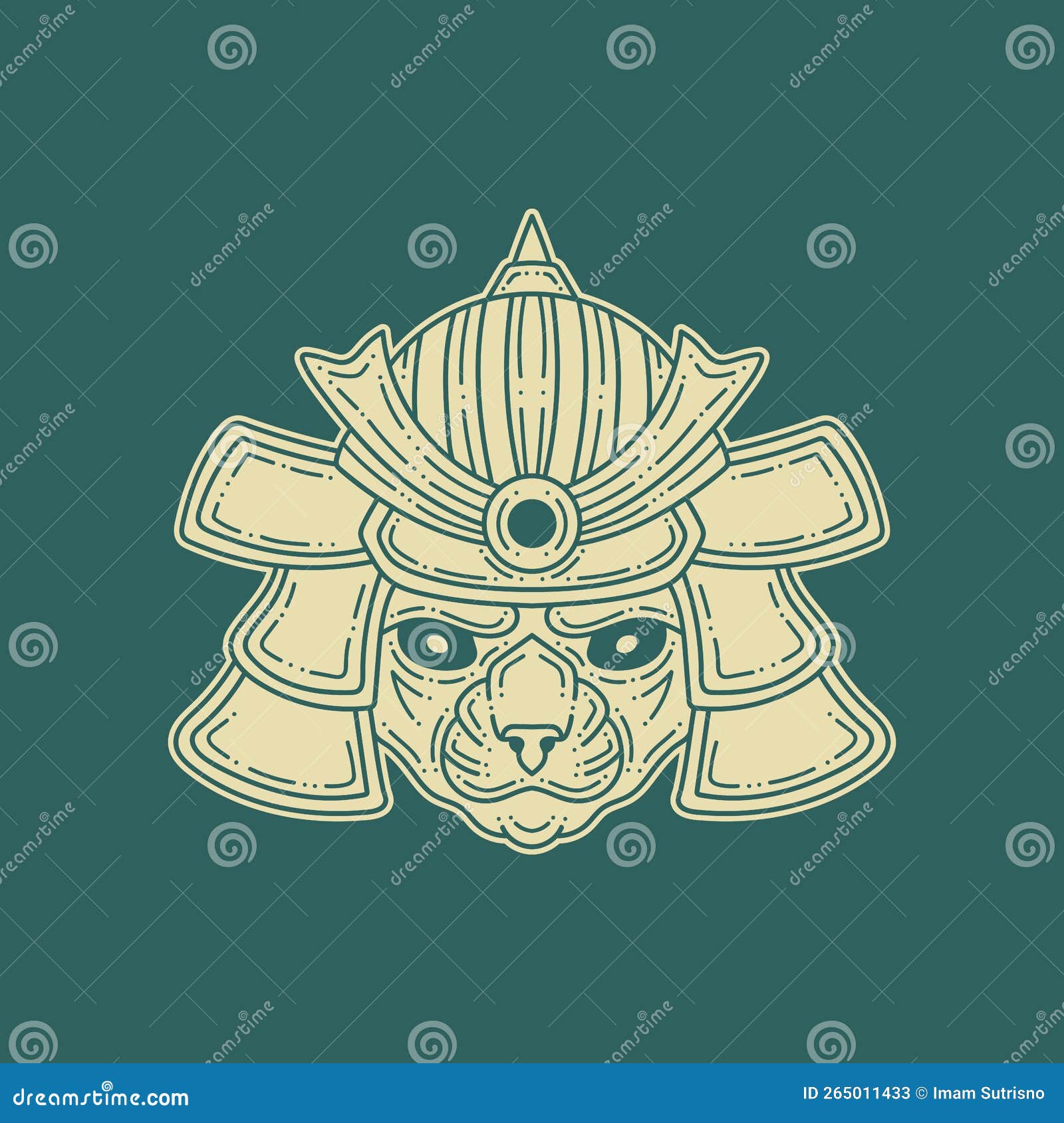 Cat samurai line art stock vector. Illustration of armor - 265011433