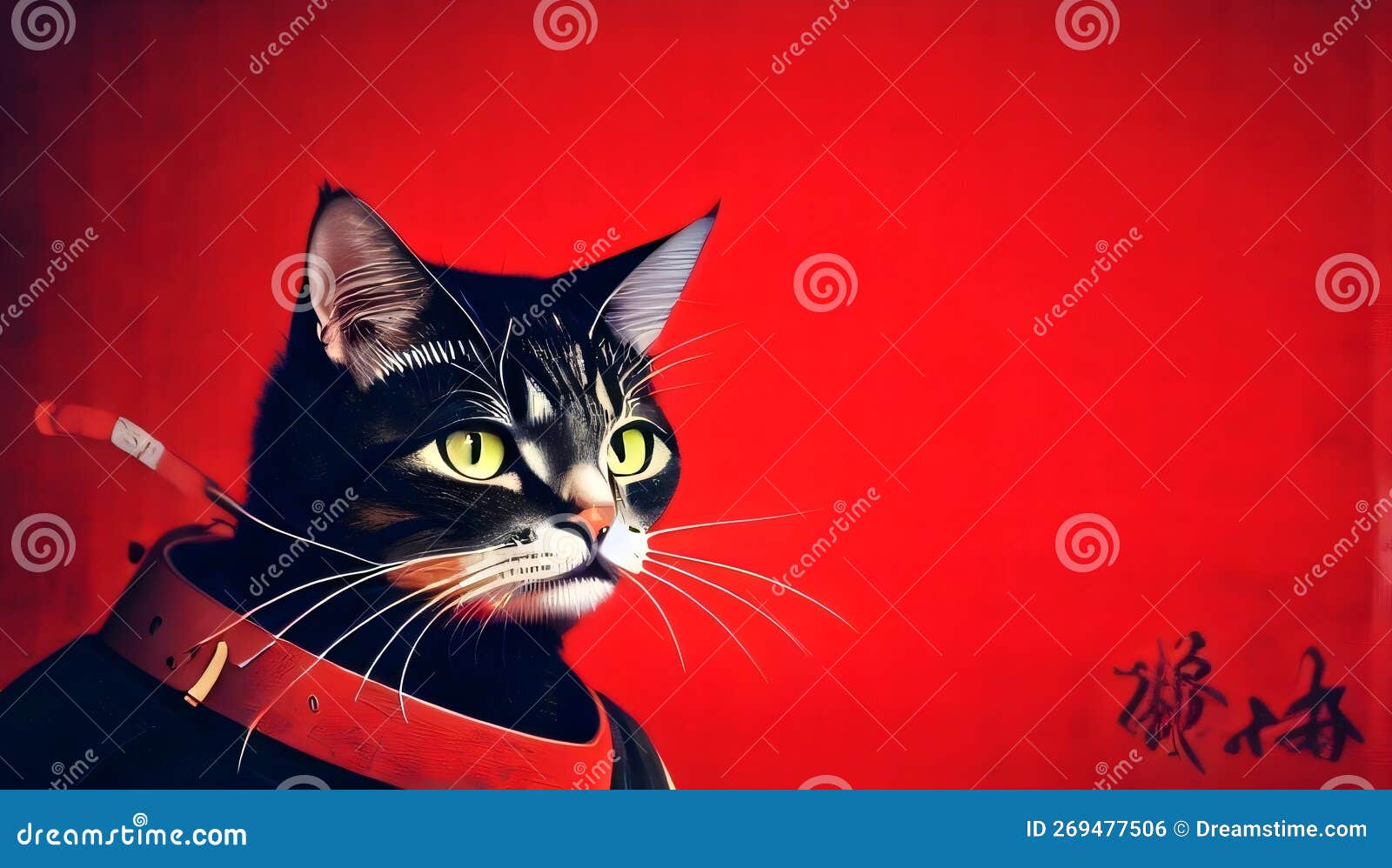 Cat samurai wallpaper stock illustration. Illustration of poster ...