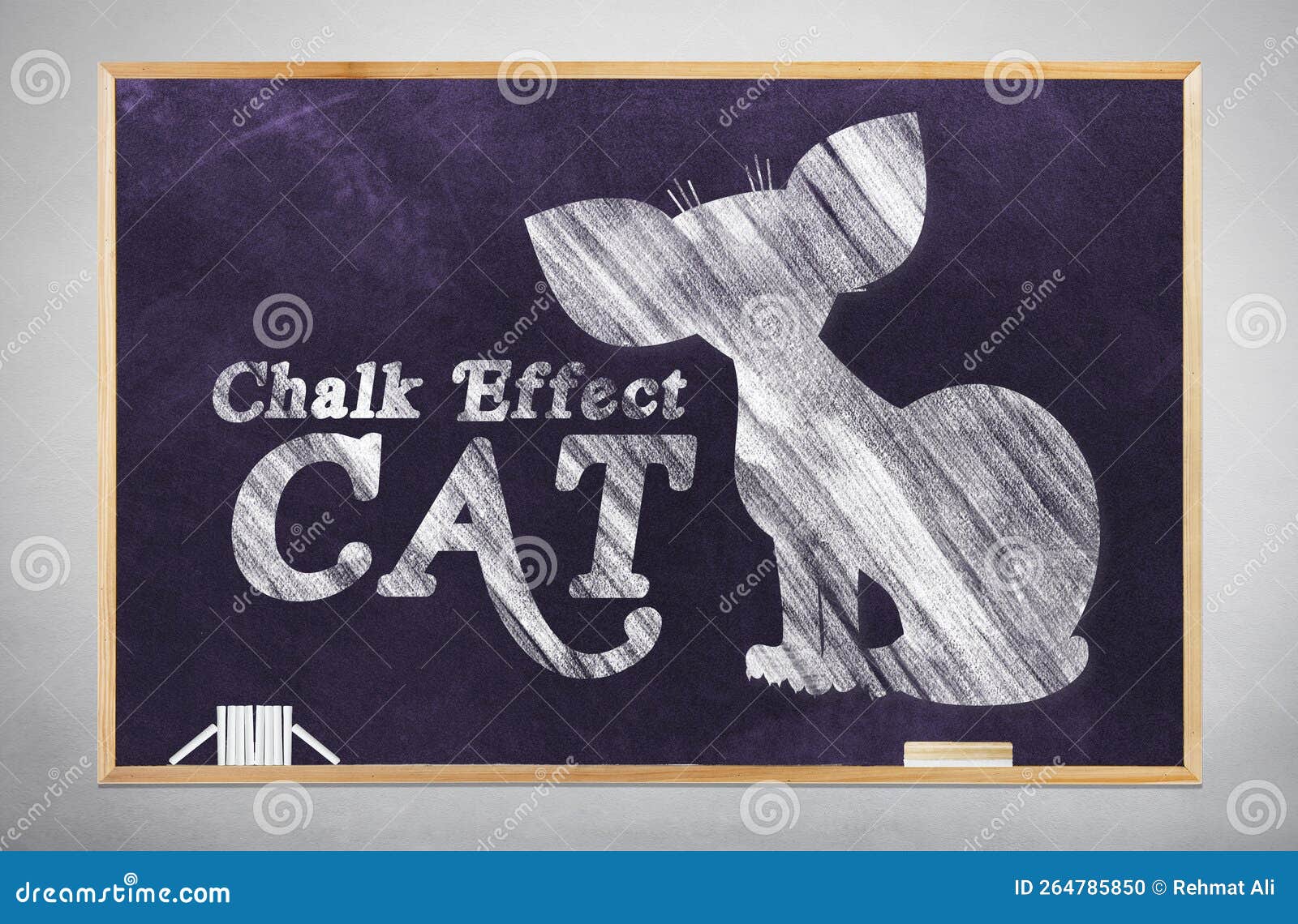 Cat on School Board Chalk Text Effect Stock Photo - Image of style ...