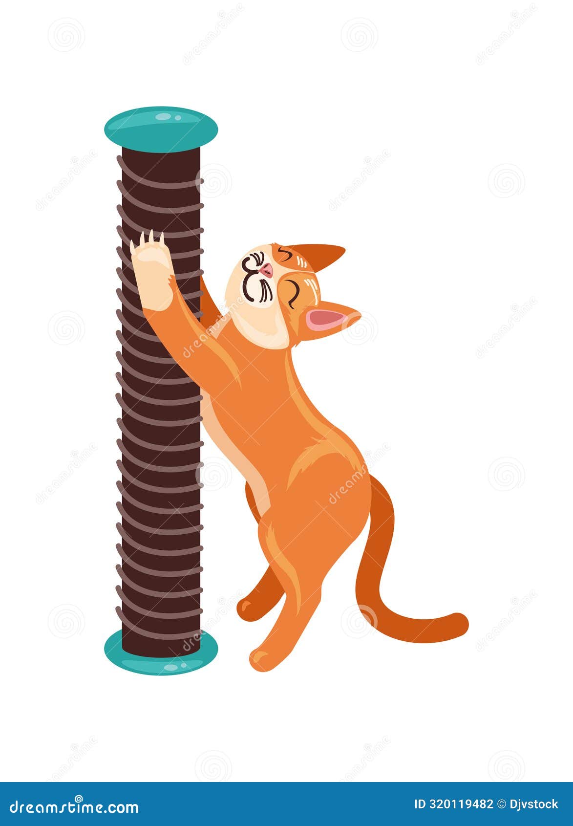 Scratching Post For Home Cats. Coloring Page Cartoon Vector ...