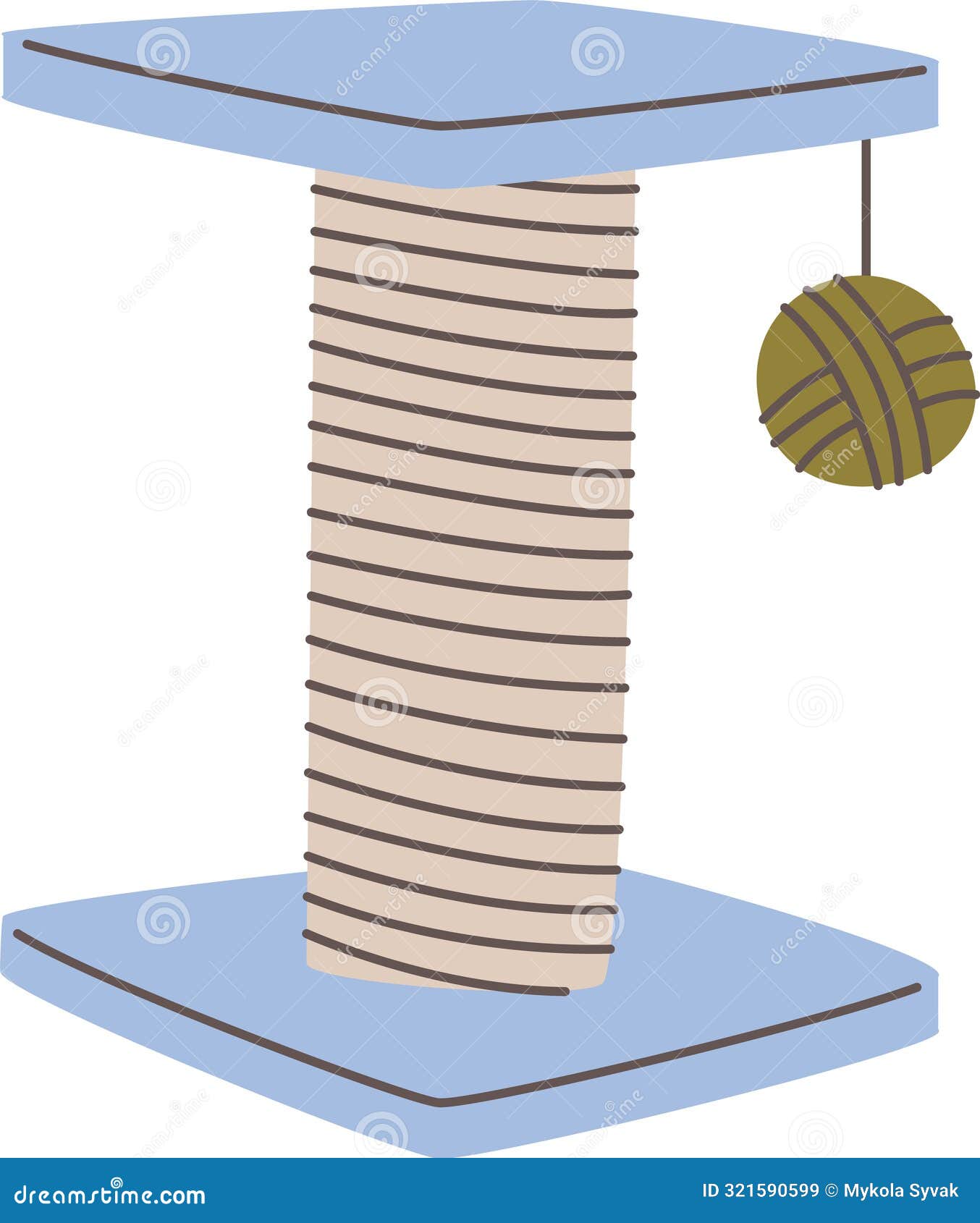 Scratching Post For Home Cats. Coloring Page Vector Illustration ...