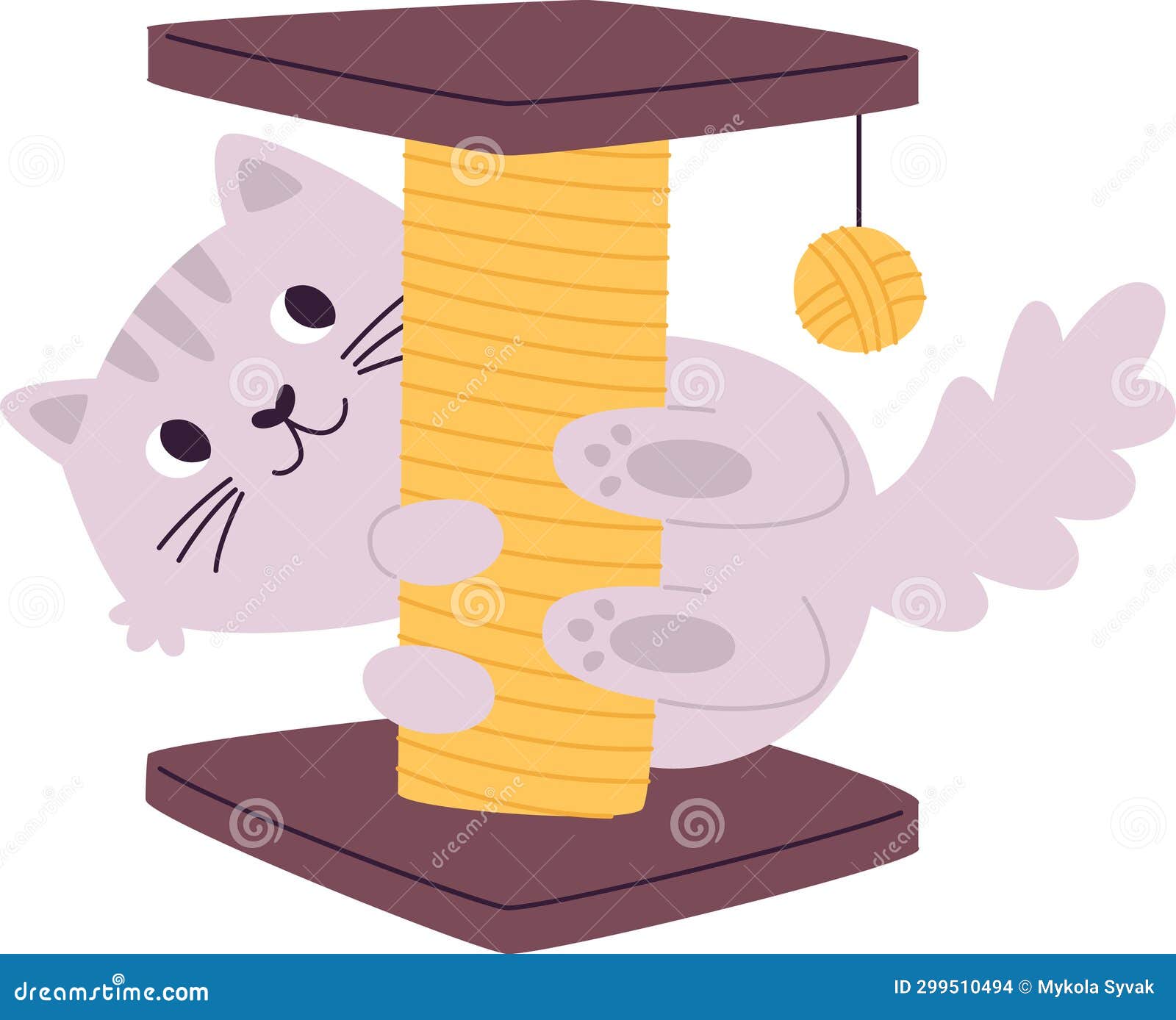 Cat with Scratching Post stock vector. Illustration of feline - 299510494