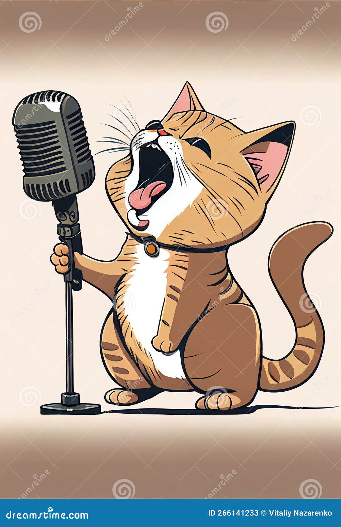 The Cat Screams Loudly into the Microphone. AI Generated Stock ...