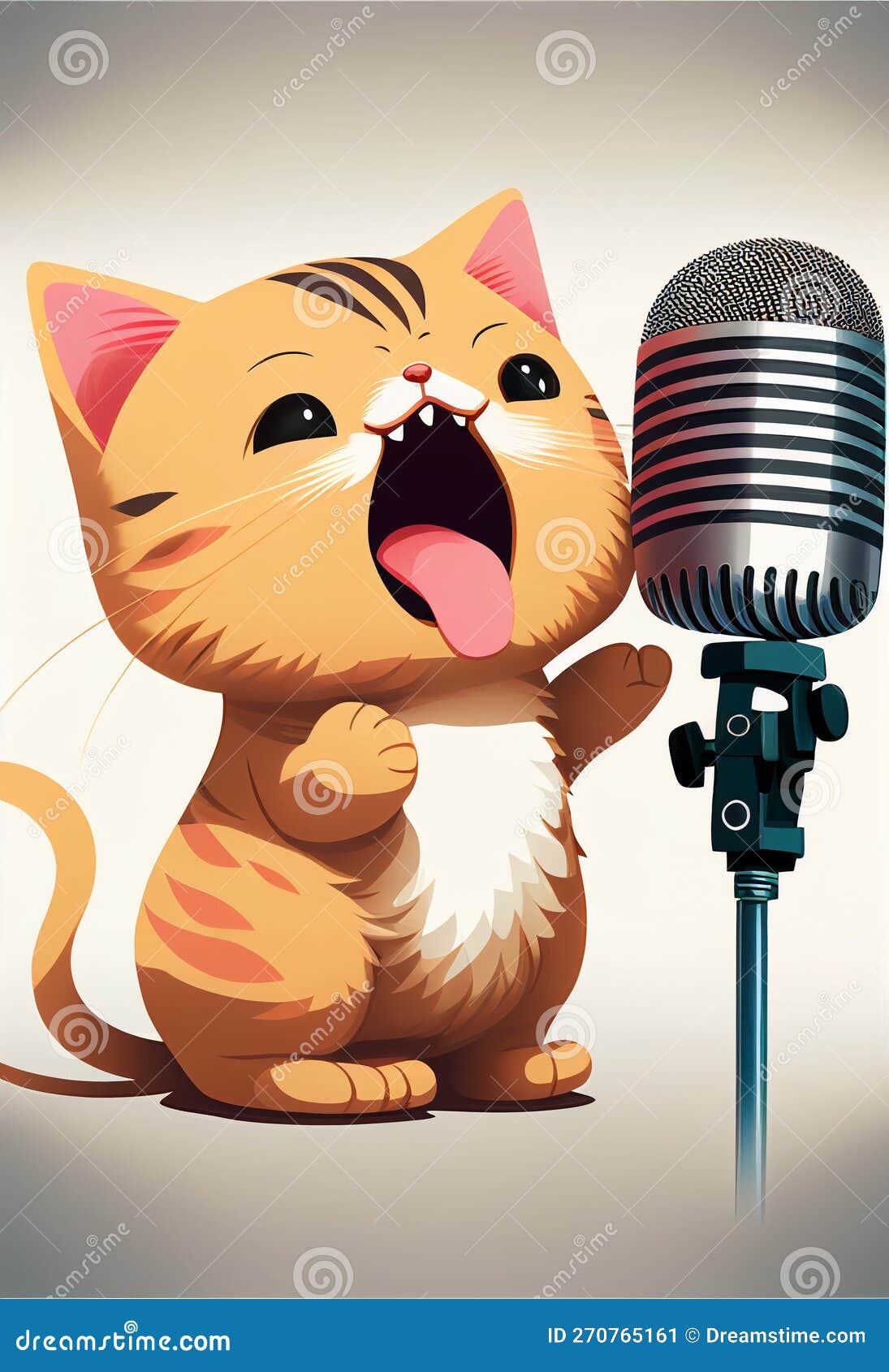 The Cat Screams Loudly into the Microphone. AI Generated Stock Image ...