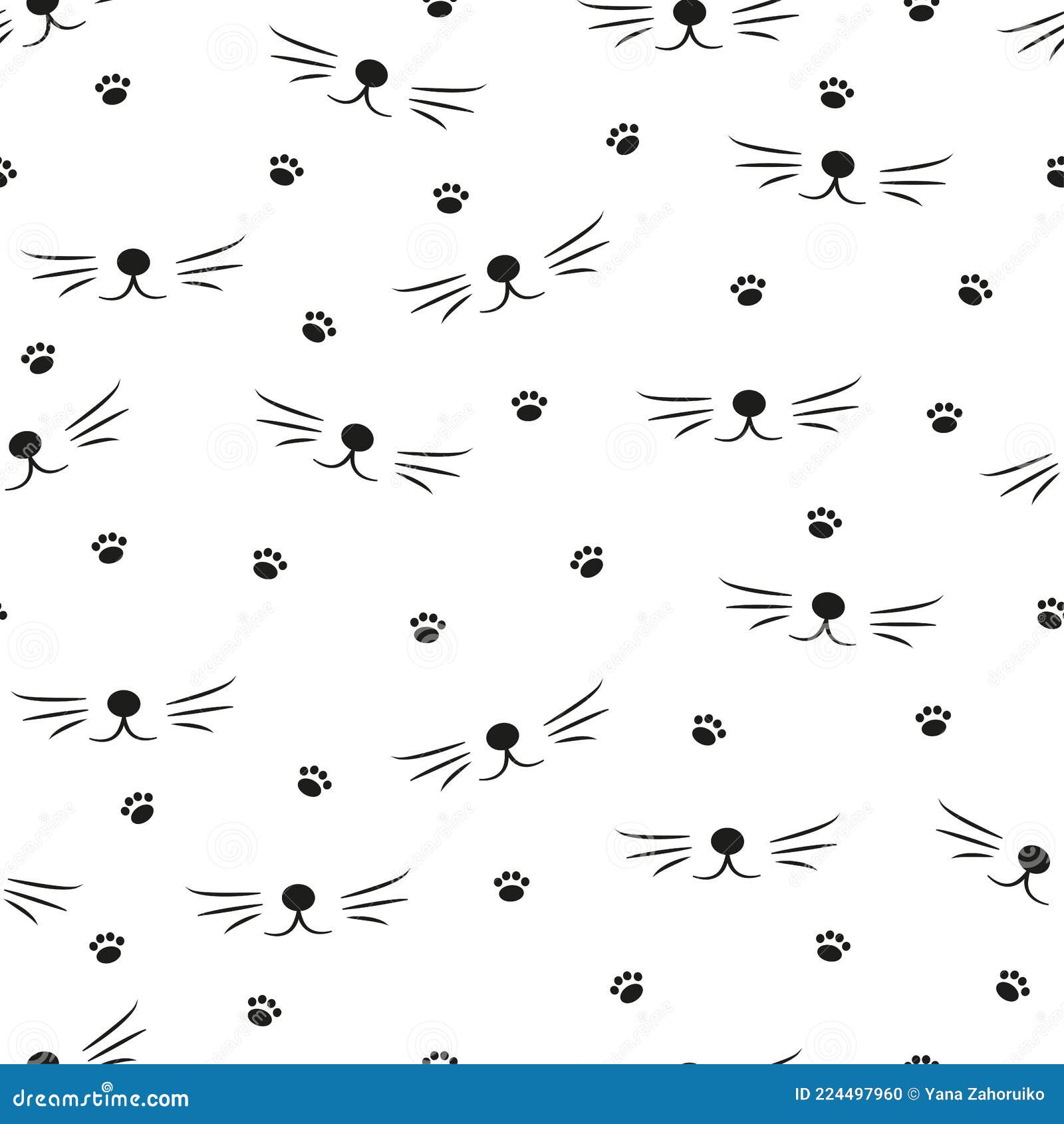 Cat Seamless Pattern. Animal Footprint Stock Vector - Illustration of ...