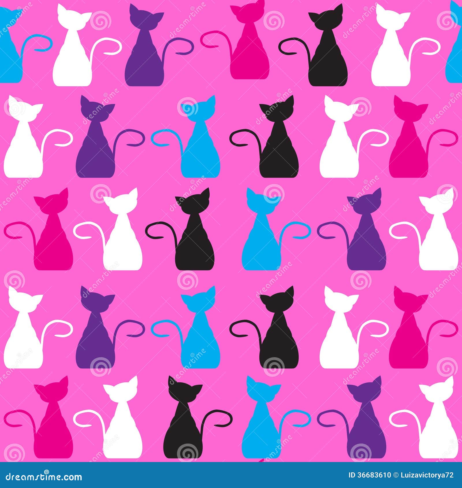 Cat Seamless Pattern and Seamless Pattern in Swatc Stock Vector ...