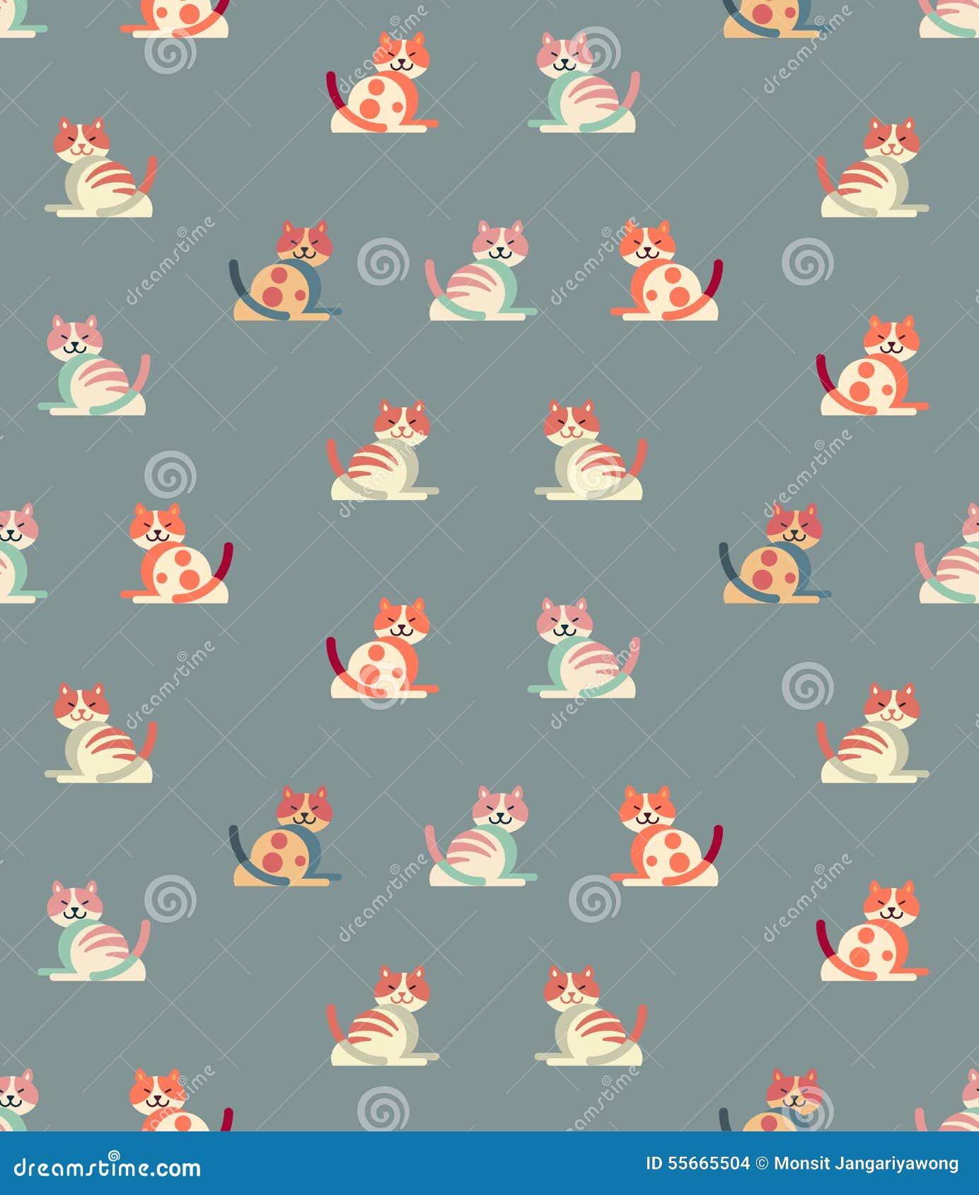Cat Seamless Pattern Vector Illustration Stock Vector - Illustration of ...