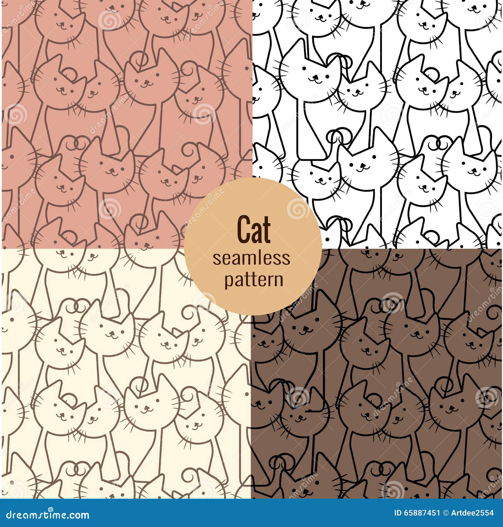 Cat seamless patterns set stock vector. Illustration of fashion - 65887451