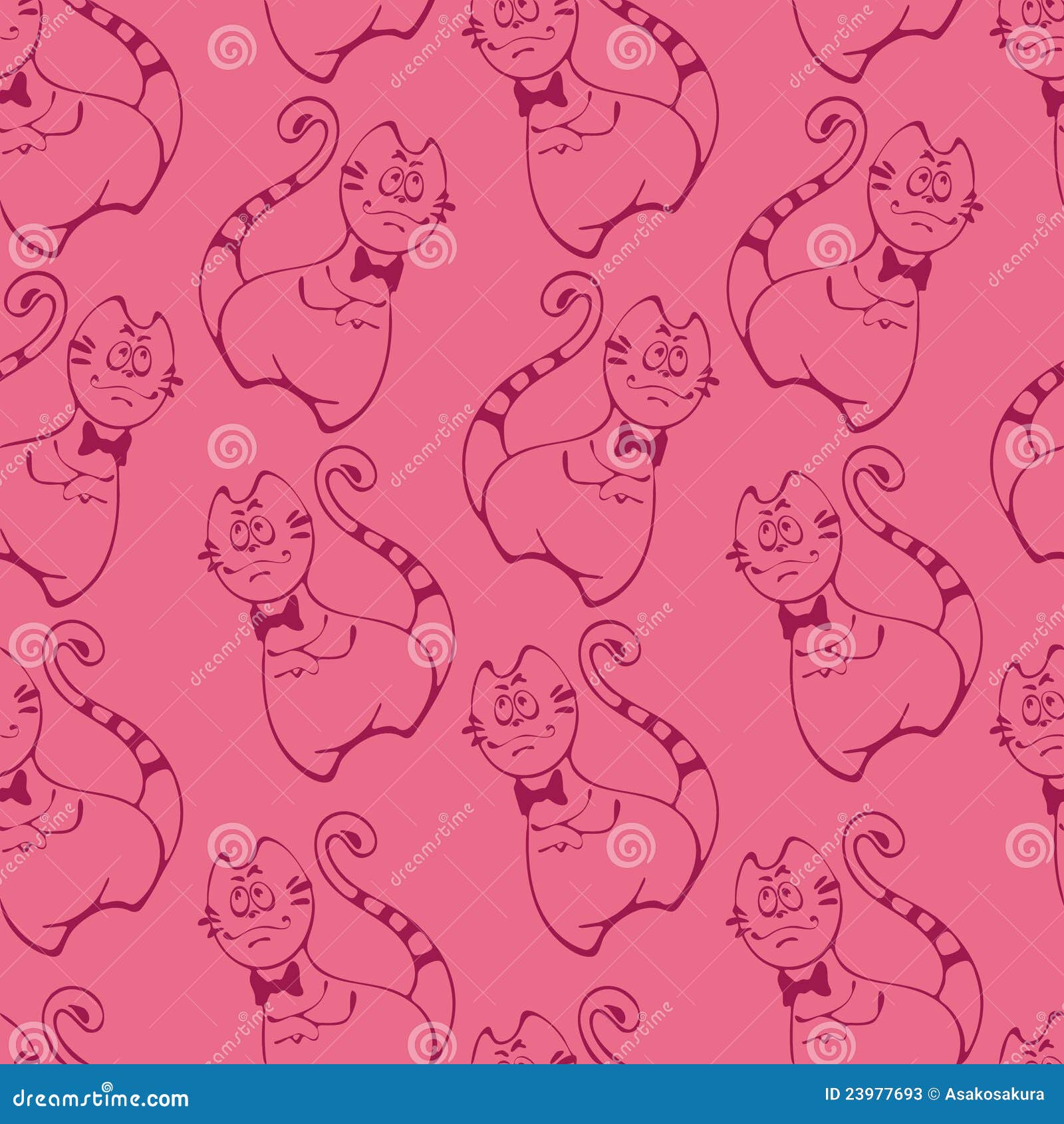 Cat seamless pink pattern stock vector. Illustration of animal - 23977693
