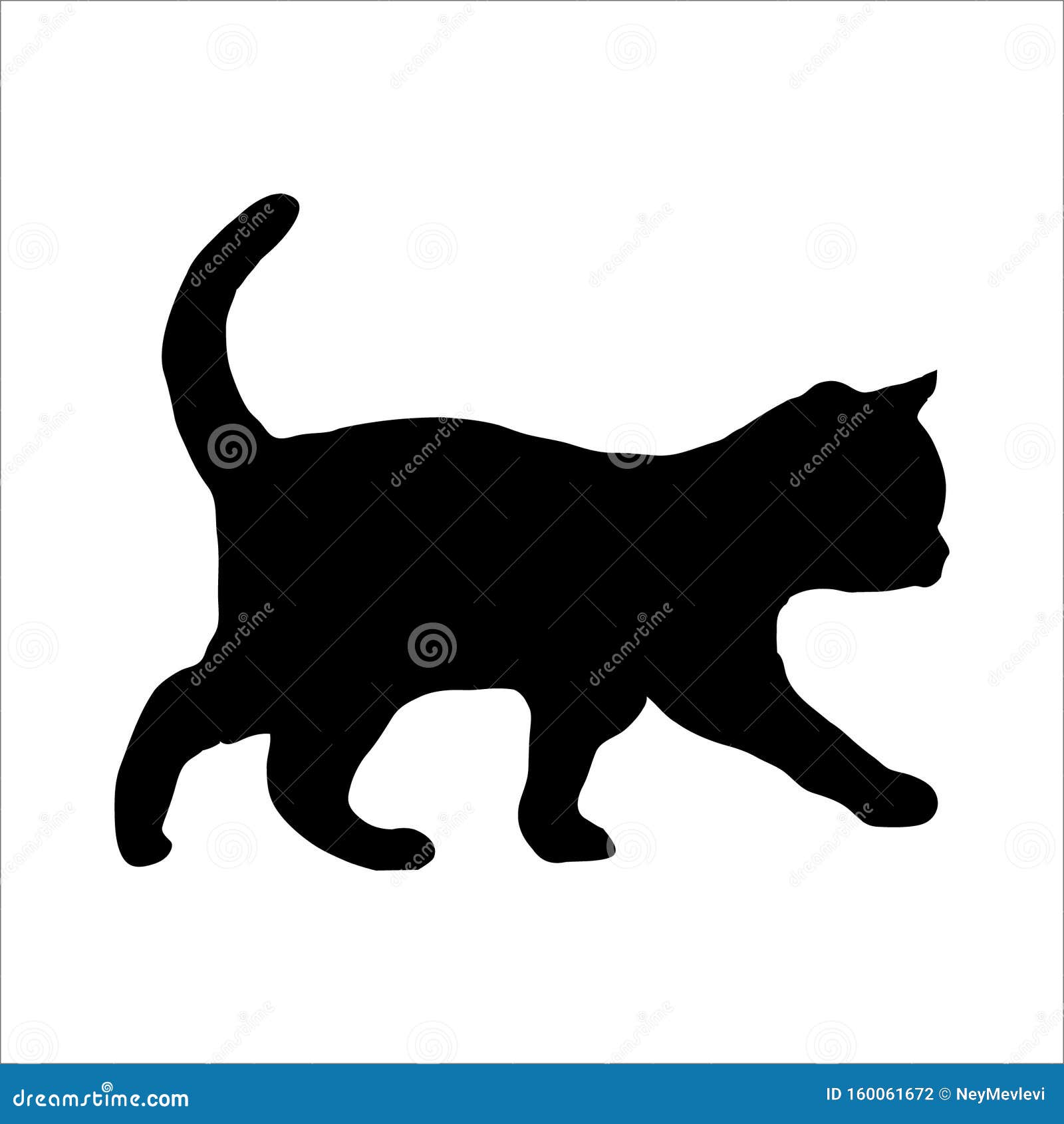 Cat Shadow with White Background Isolated Stock Vector - Illustration ...