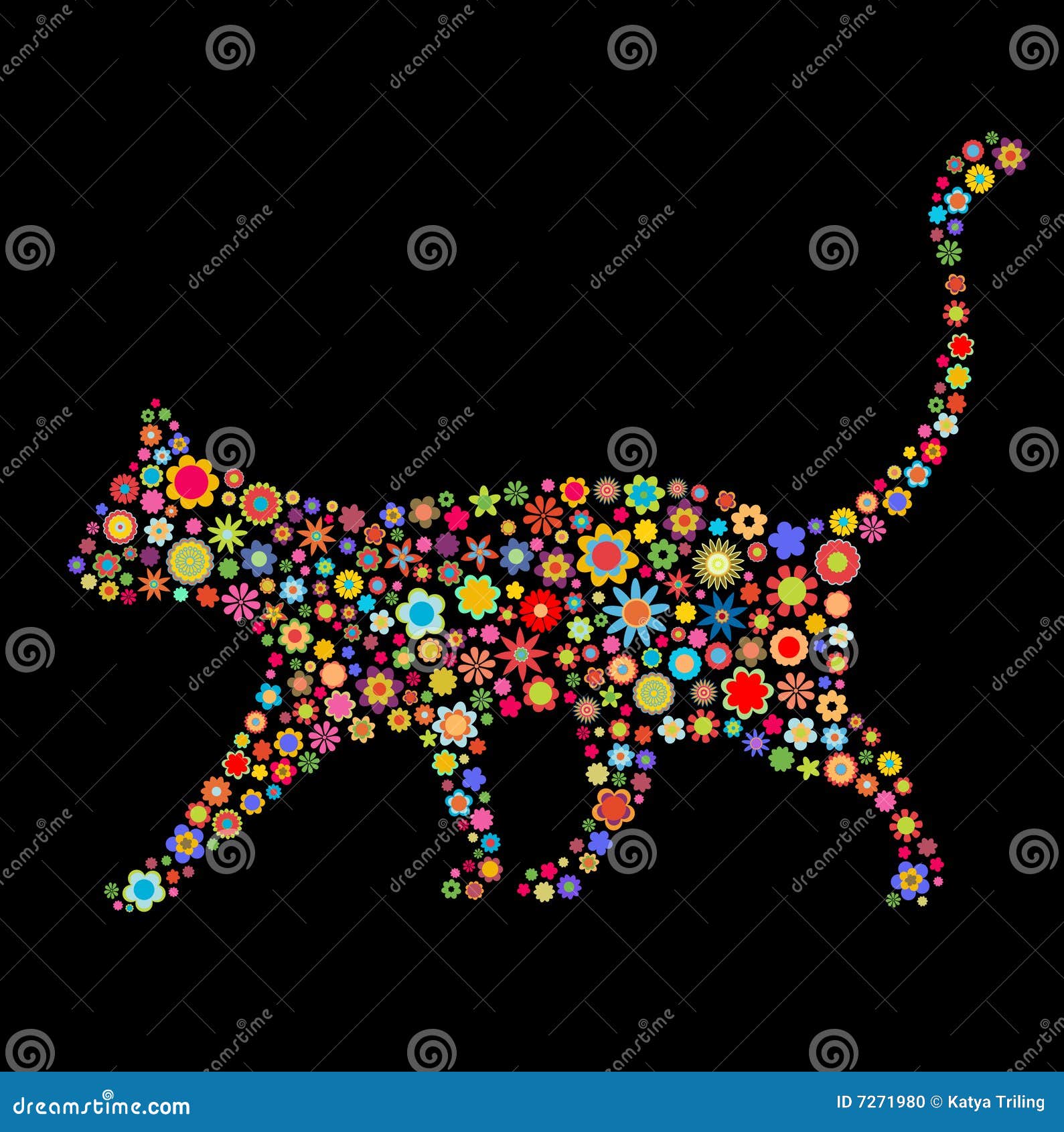 Cat shape stock vector. Illustration of abstract, colored - 7271980