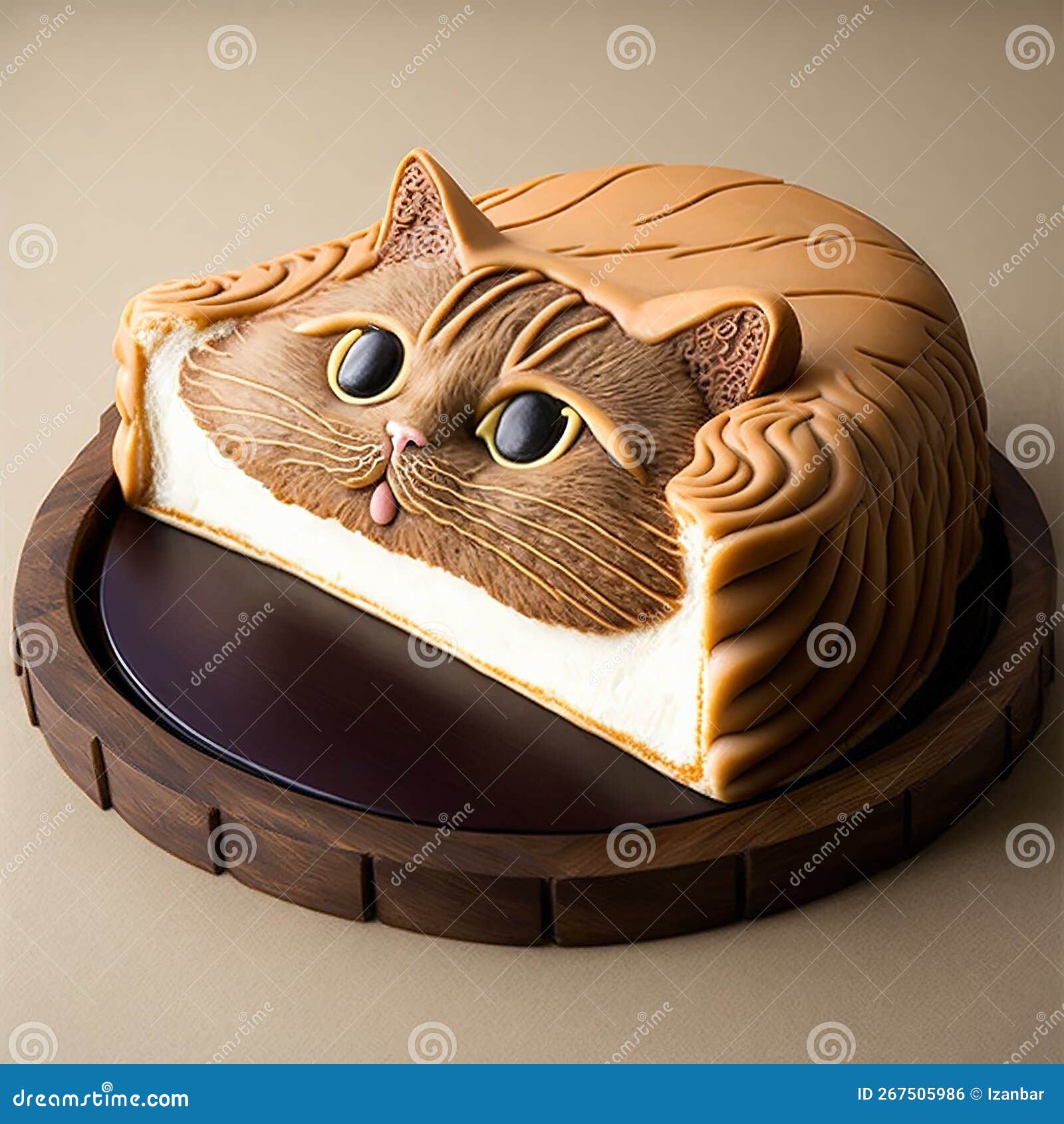 Cat Shape Cake Illustration Generative Ai Stock Illustration ...