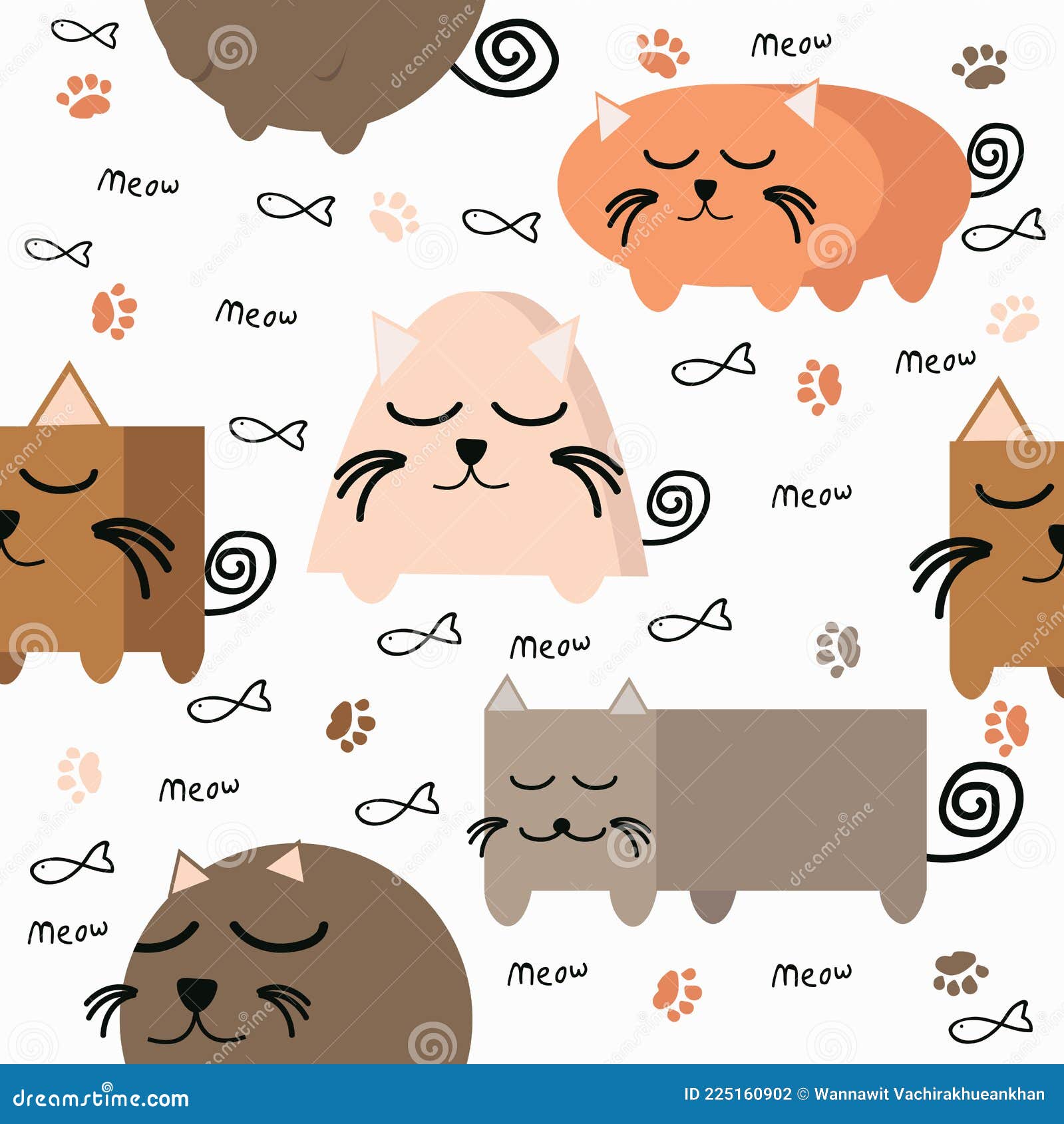 Cat Shape Geometry Seamless Pattern Stock Vector - Illustration of kids ...