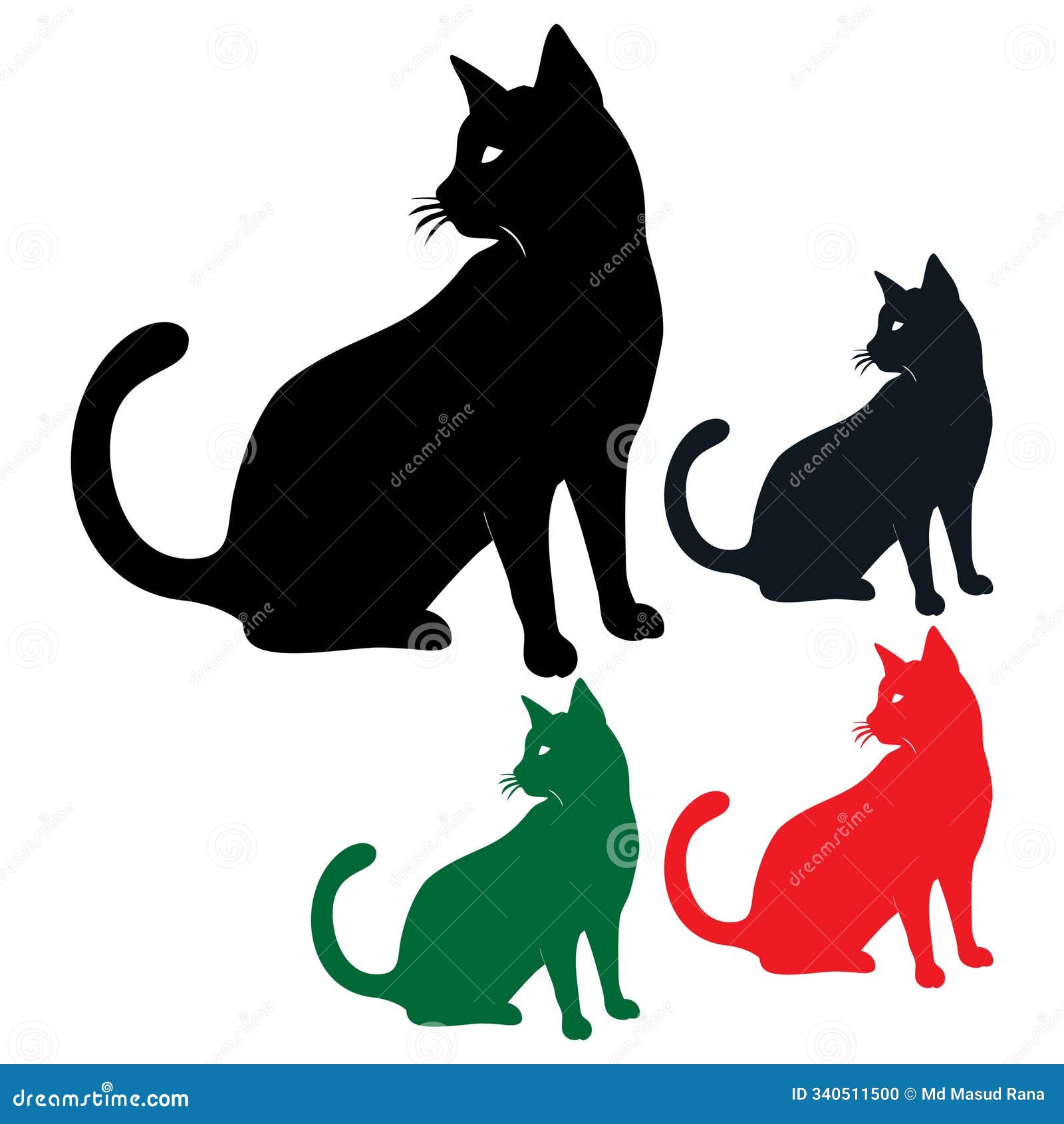 Cat Shape Icon with Various Color Pattern Stock Vector - Illustration ...