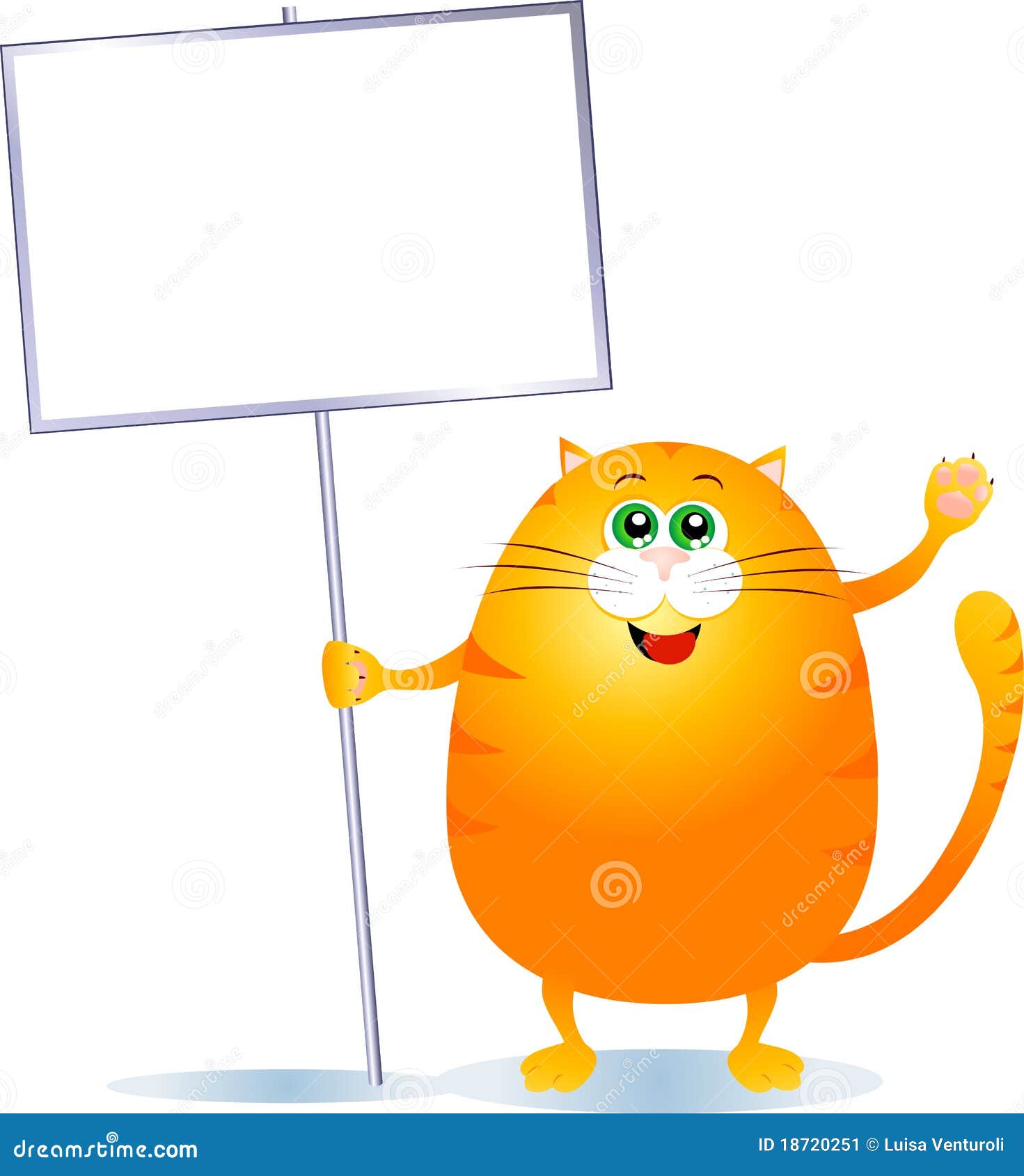 Cat with sign stock illustration. Illustration of panel - 18720251