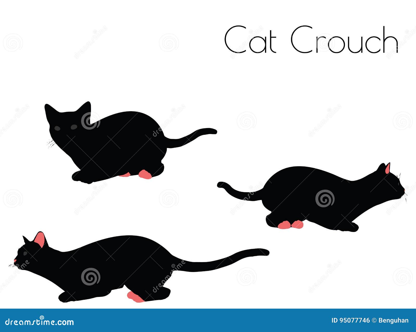 Cat Silhouette In Crouch Pose Vector Illustration | CartoonDealer.com ...