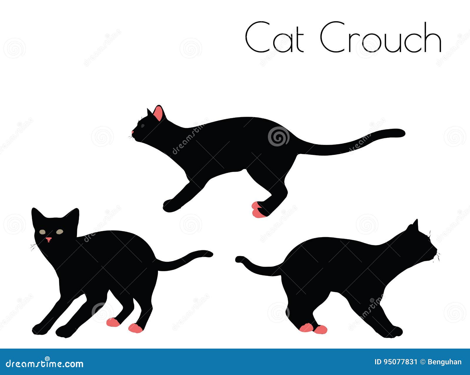 Cat Silhouette In Crouch Pose Vector Illustration | CartoonDealer.com ...