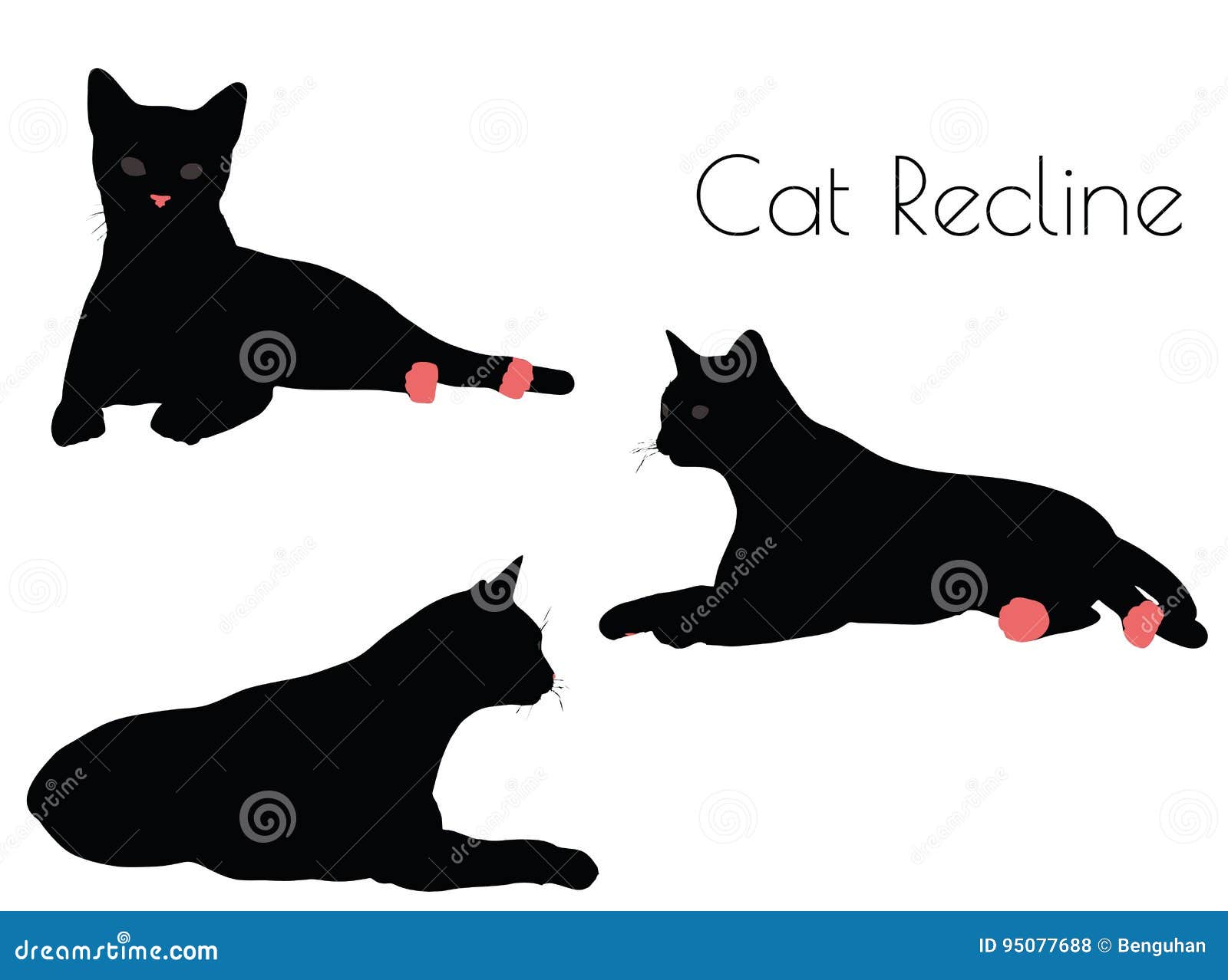 Cat Silhouette in Recline Pose Stock Vector - Illustration of felid ...