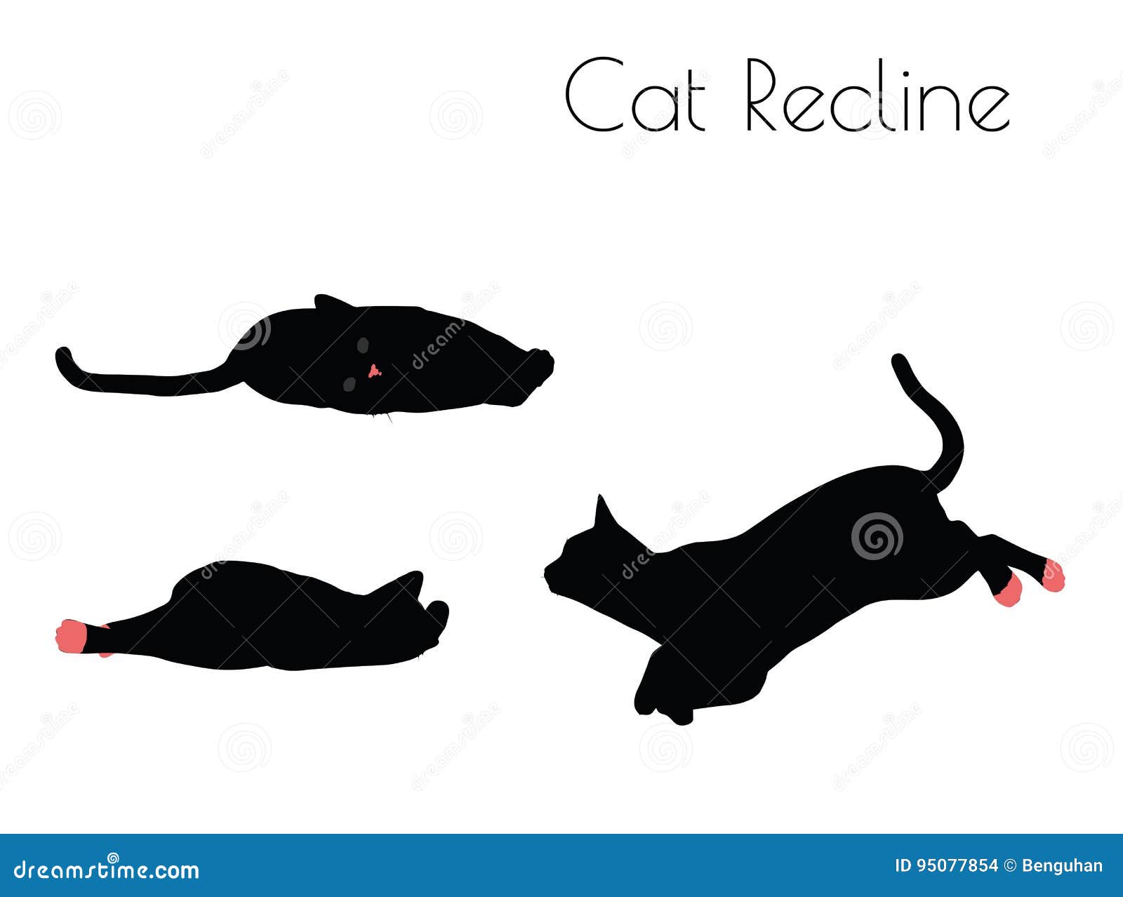 Cat Silhouette in Recline Pose Stock Vector - Illustration of feline ...