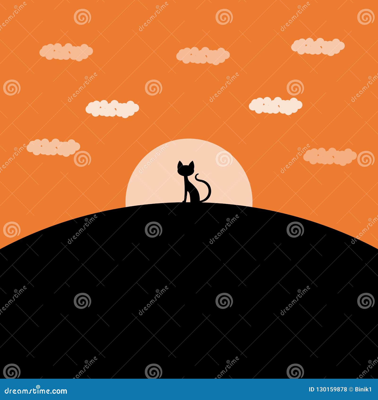 Cat Silhouette Sitting at Sunset Stock Vector - Illustration of design ...