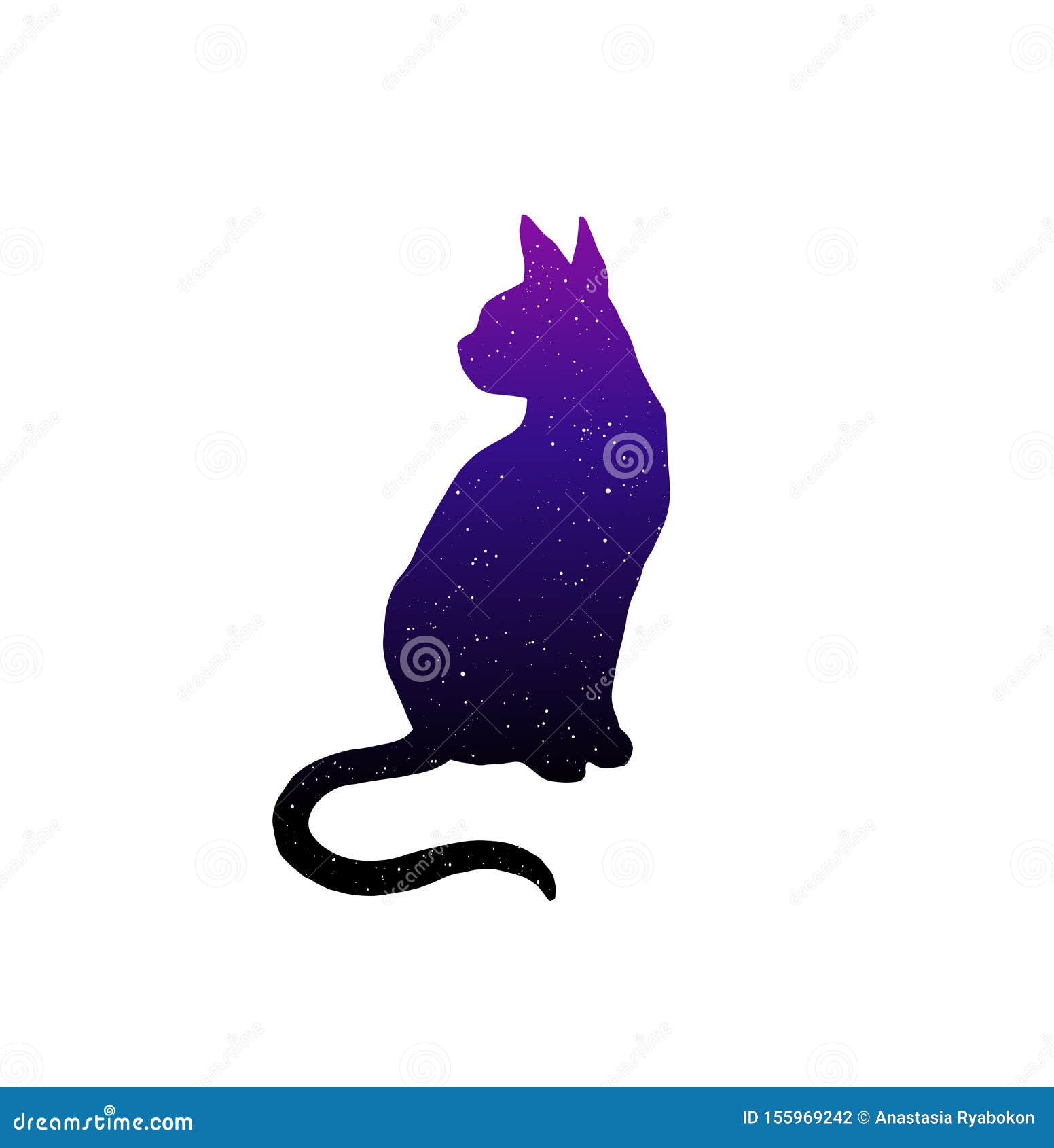 Cat Silhouette with Stars Texture Vector Illustration Stock Vector ...