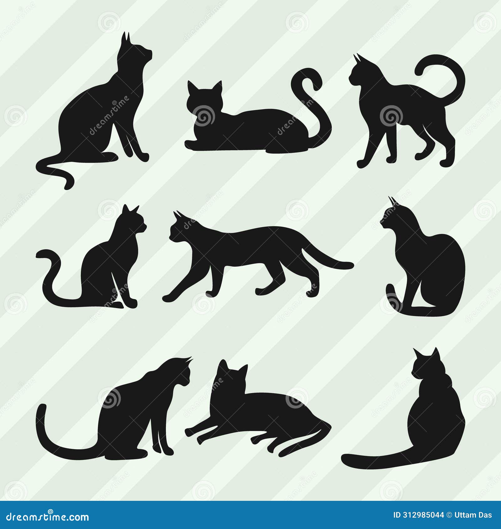 Cat Silhouette Vector Collection, Cat Symbol Set Stock Vector ...