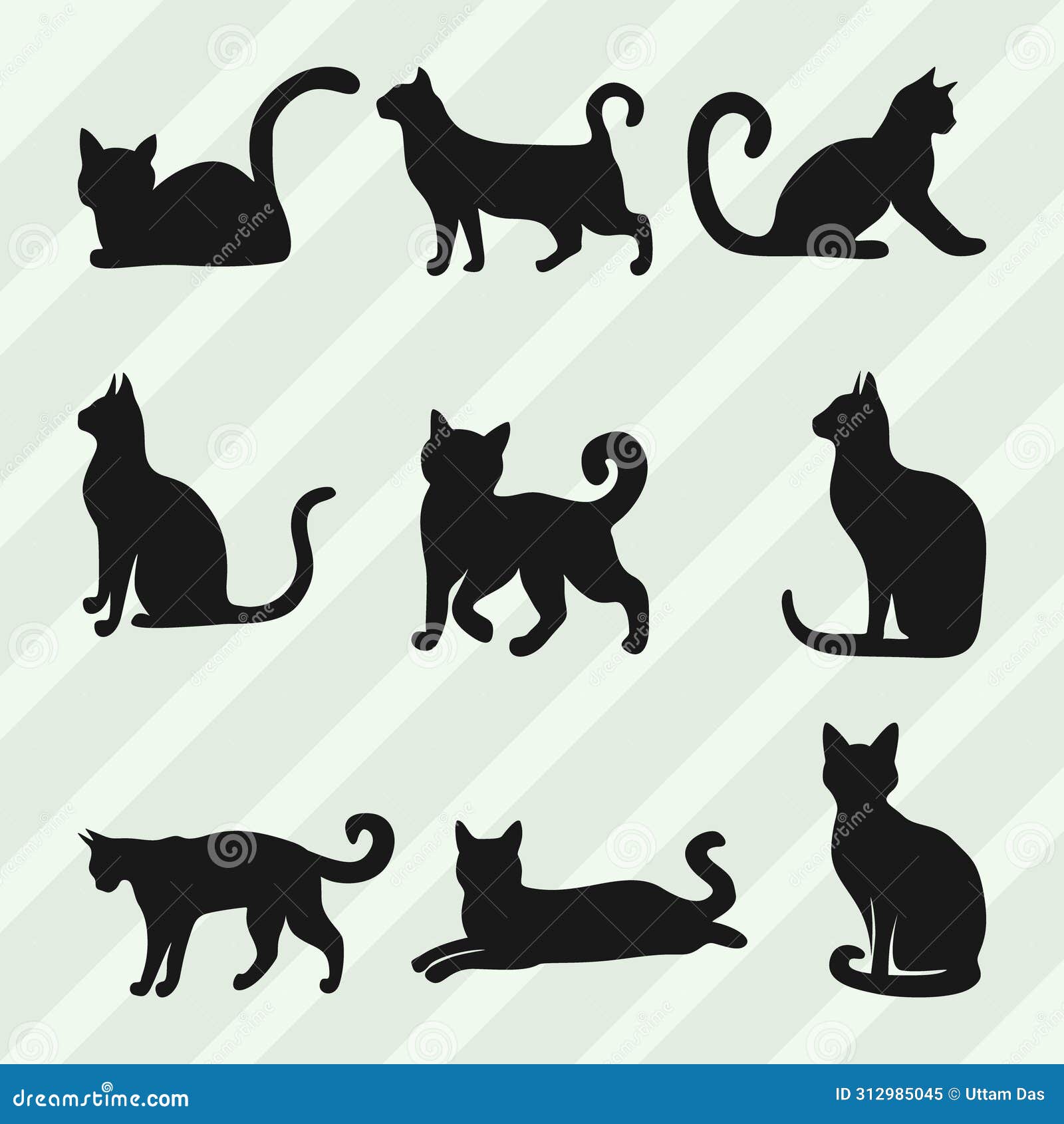 Cat Silhouette Vector Collection, Cat Symbol Set Stock Vector ...
