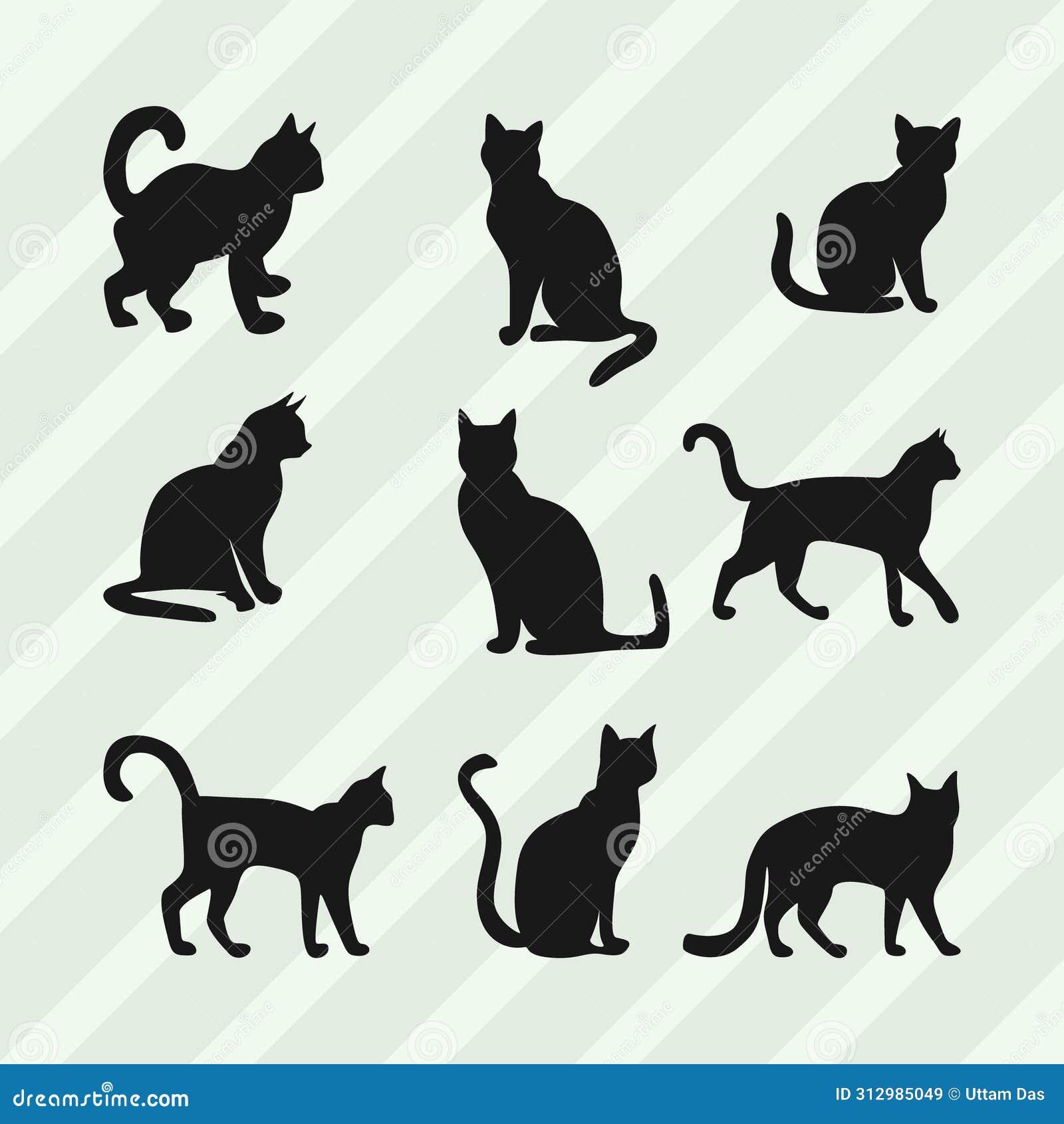 Cat Silhouette Vector Collection, Cat Symbol Set Stock Vector ...